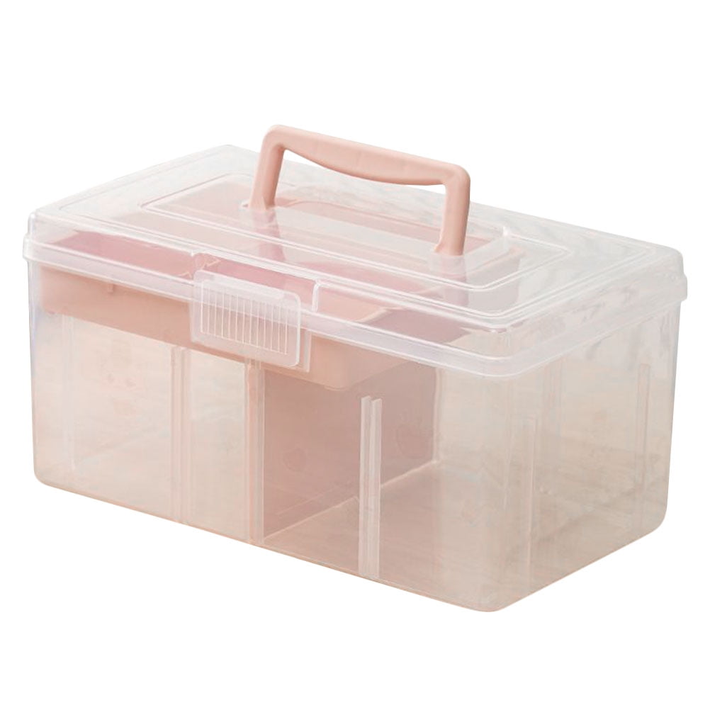 Masteelf Clear Plastic Storage Box with Handle Portable Craft Organizer ...
