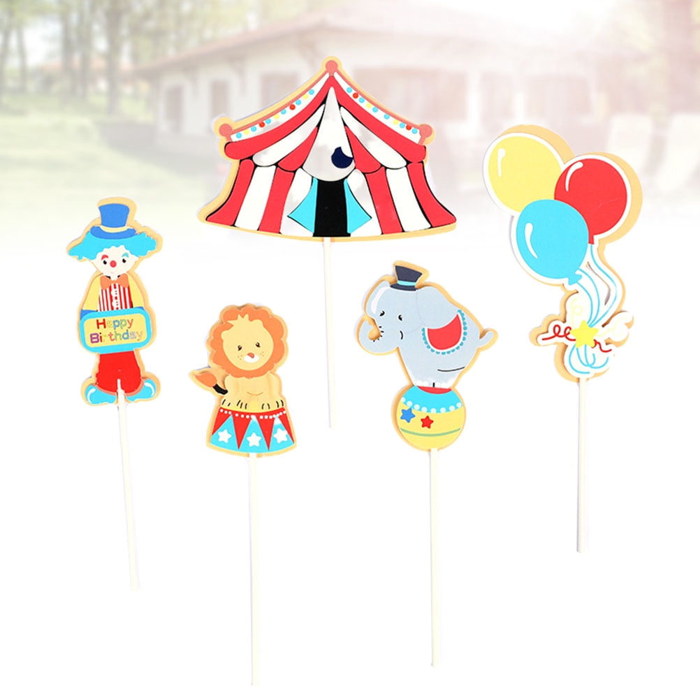 Masteelf Clown Cake Decor Assorted Color Paper Circus Picks for Party ...
