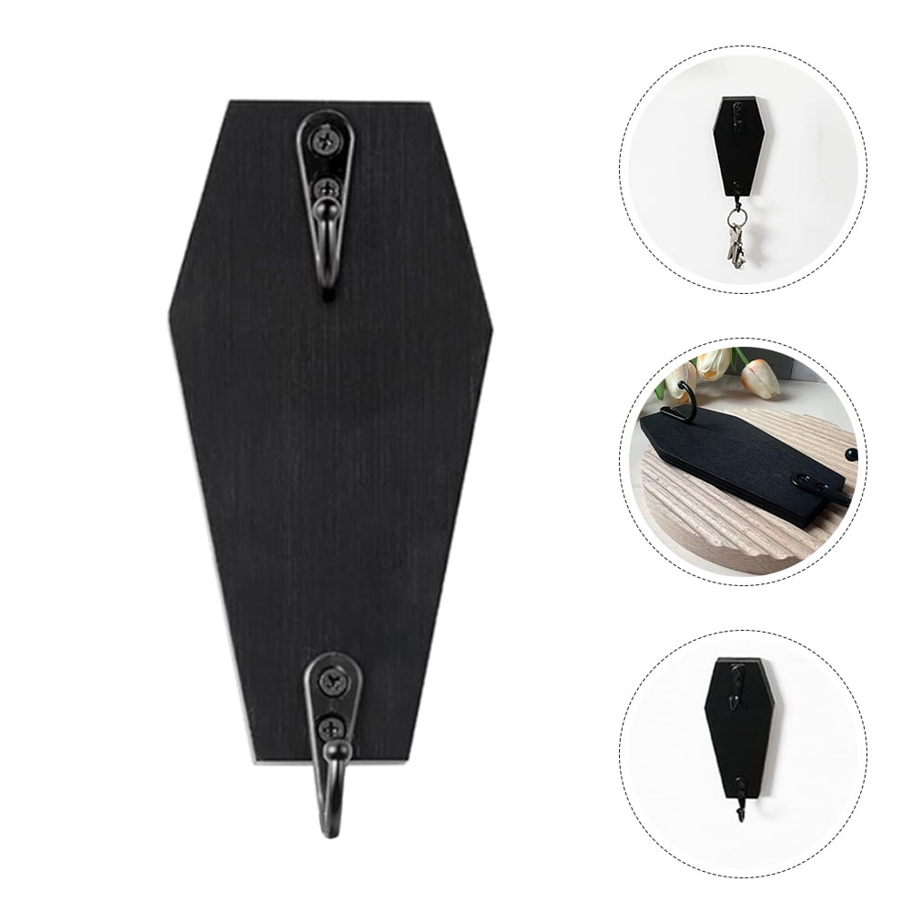 Masteelf Coffin Wall Hook for Keys in Black with Rustic Wood Style and ...