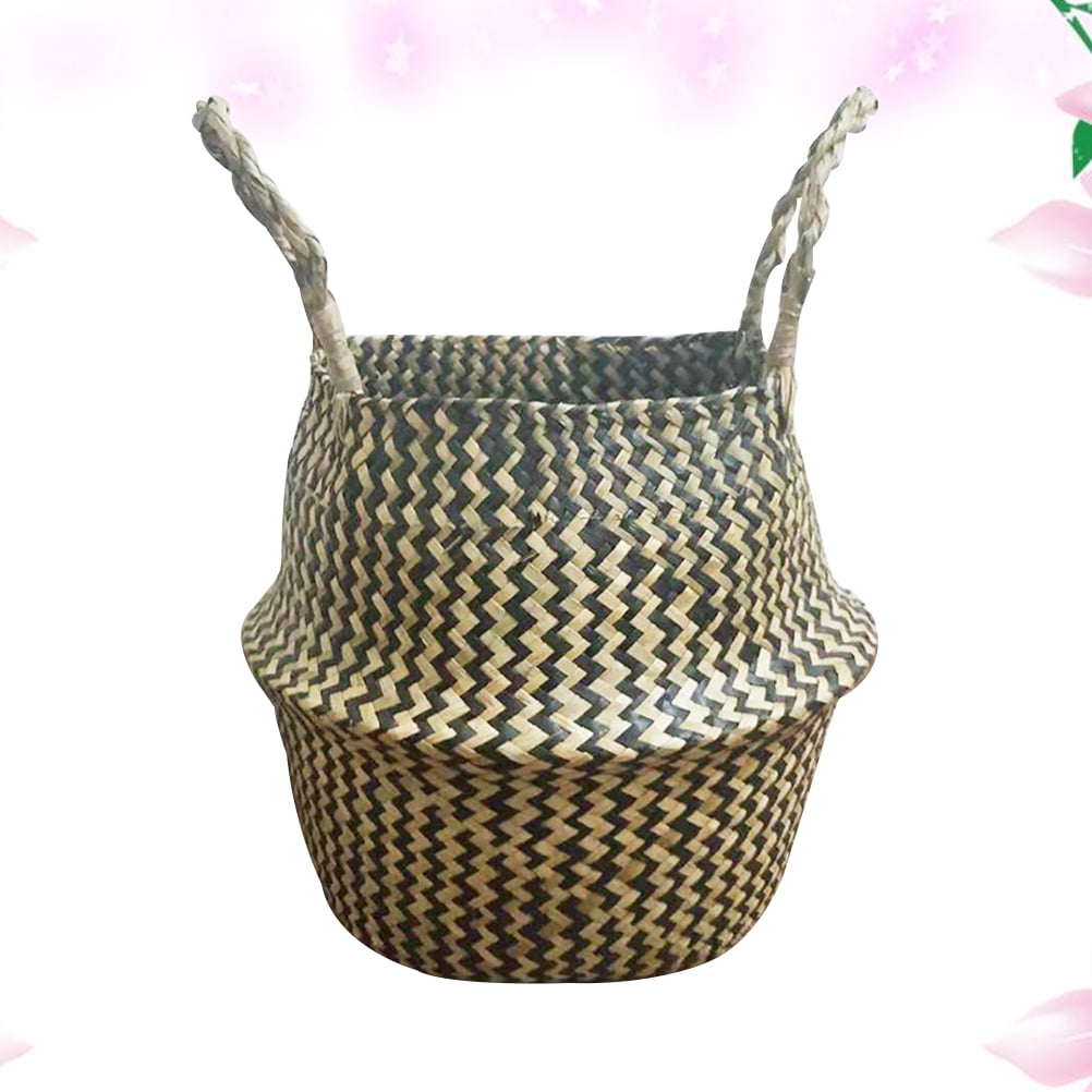 Masteelf Collapsible Handwoven Basket Handmade Seaweed Material ...