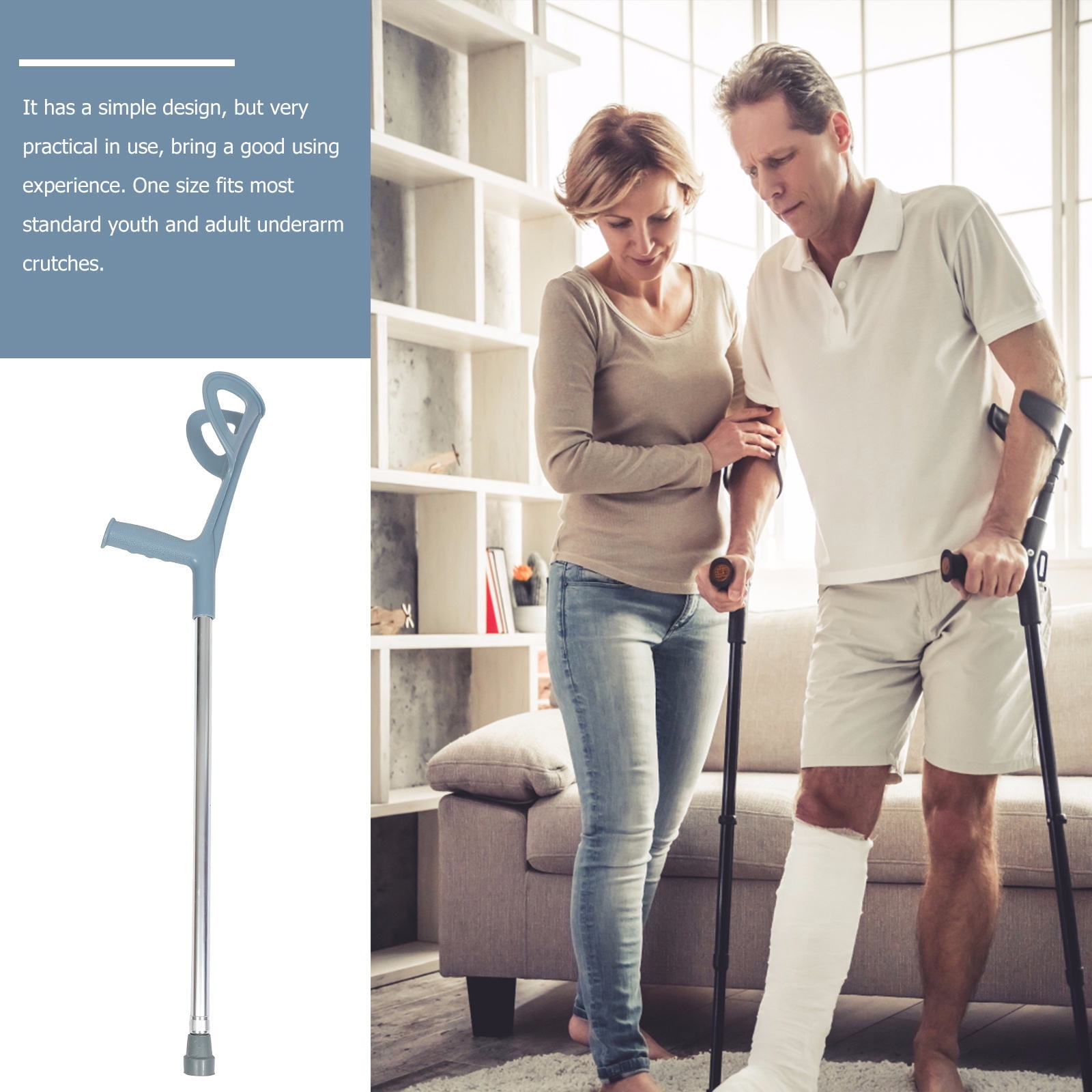 Masteelf Comfortable Walking Stick Adjustable Underarm Crutch for ...
