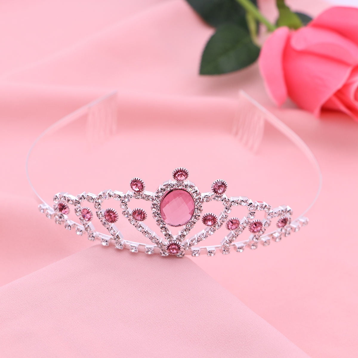 Masteelf Crystal Children Tiara Crown with Heart Design for Kids Use ...