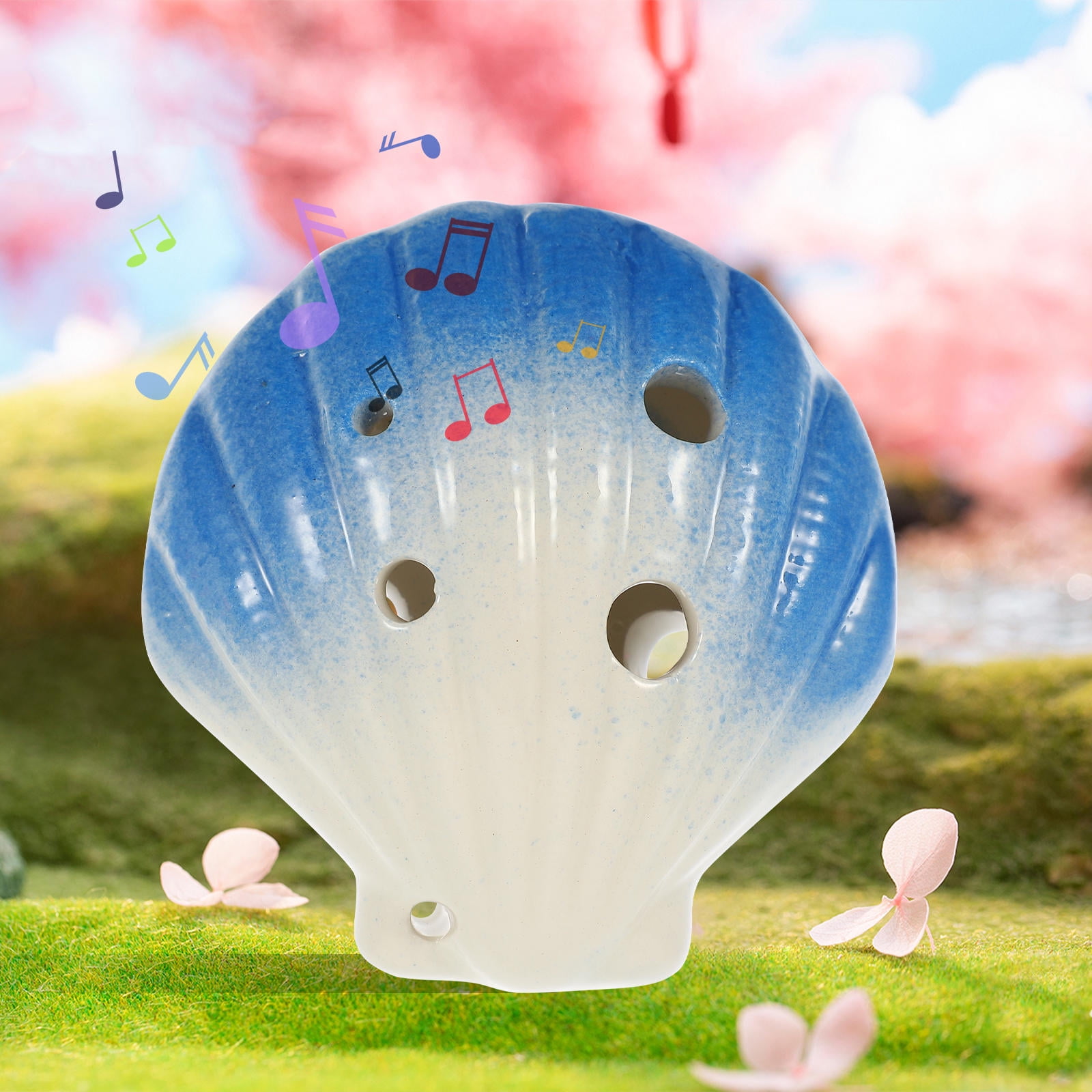 Masteelf Cute Blue Ceramic Ocarina with 6 Holes for Performance Musical ...