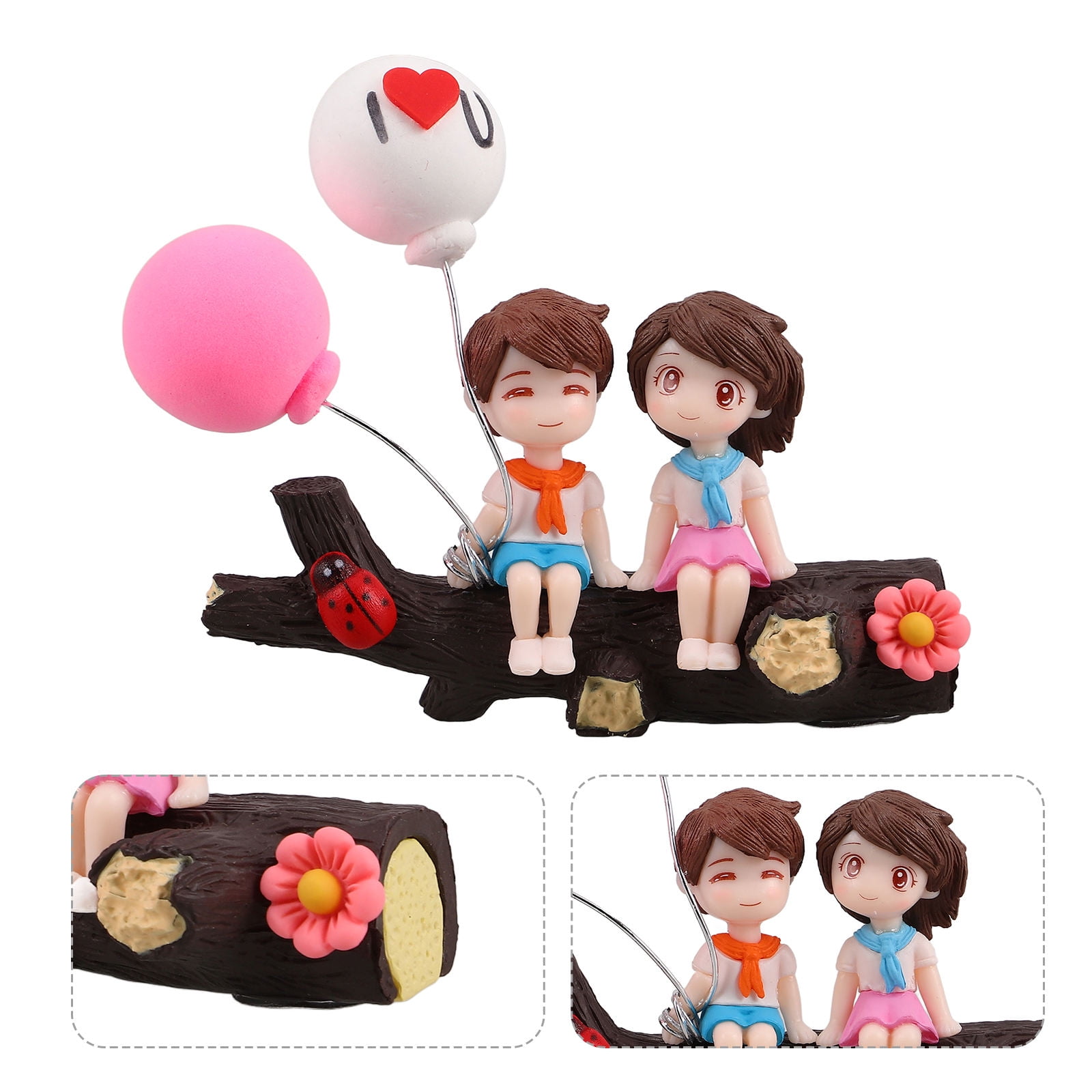 Masteelf Cute Car Decorations Lovely Couple Cartoon Figurines Resin Car ...