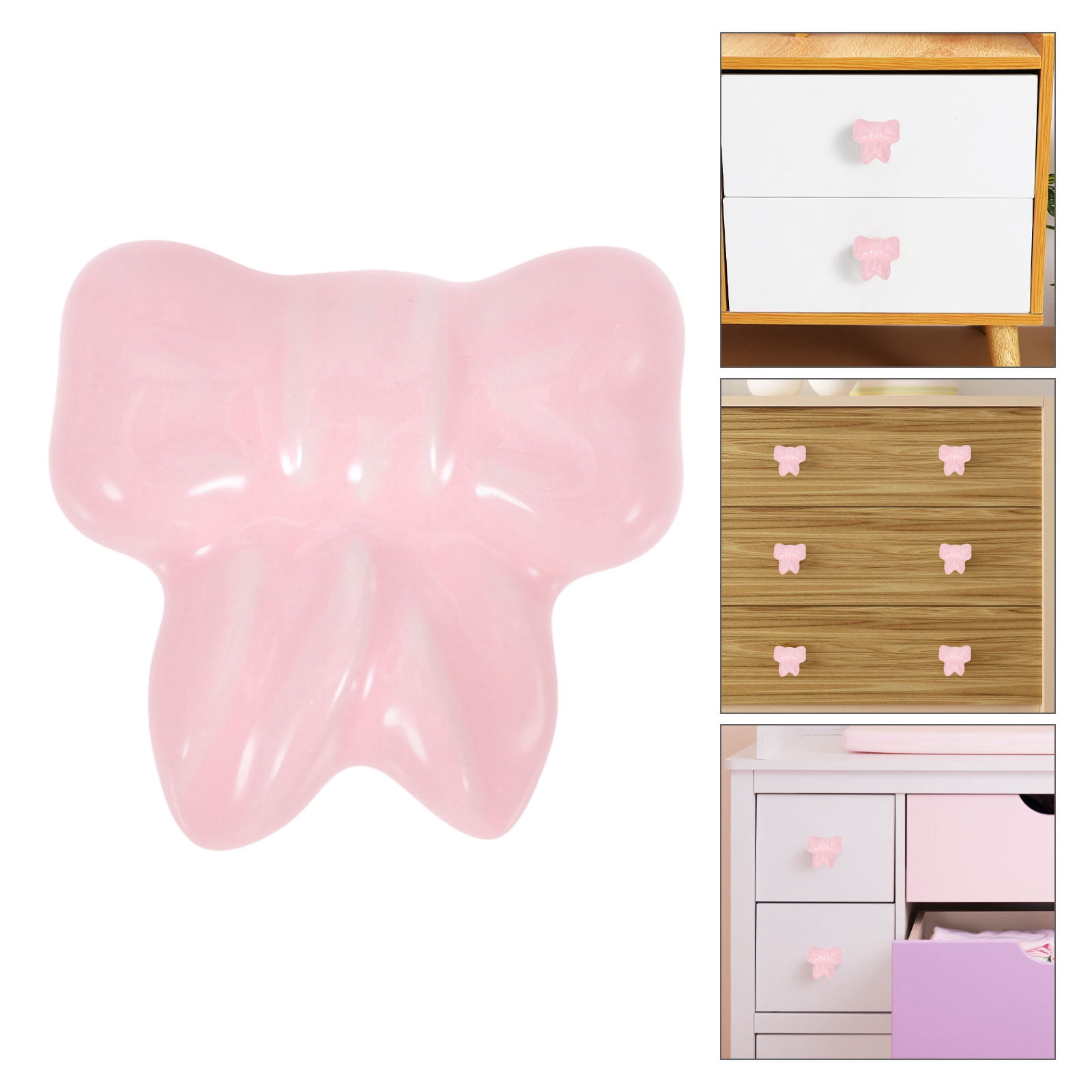 Masteelf Cute Ceramic Pink Bow Knobs for Kids Furniture Hardware ...