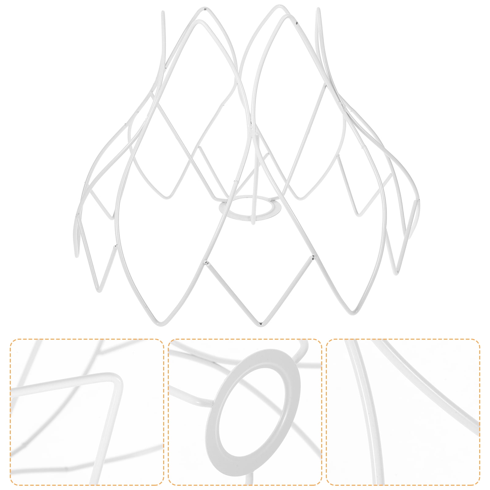 HEATSHAKING Metal Wire Lampshade Frame White Cage Shape Simple Elegant ...