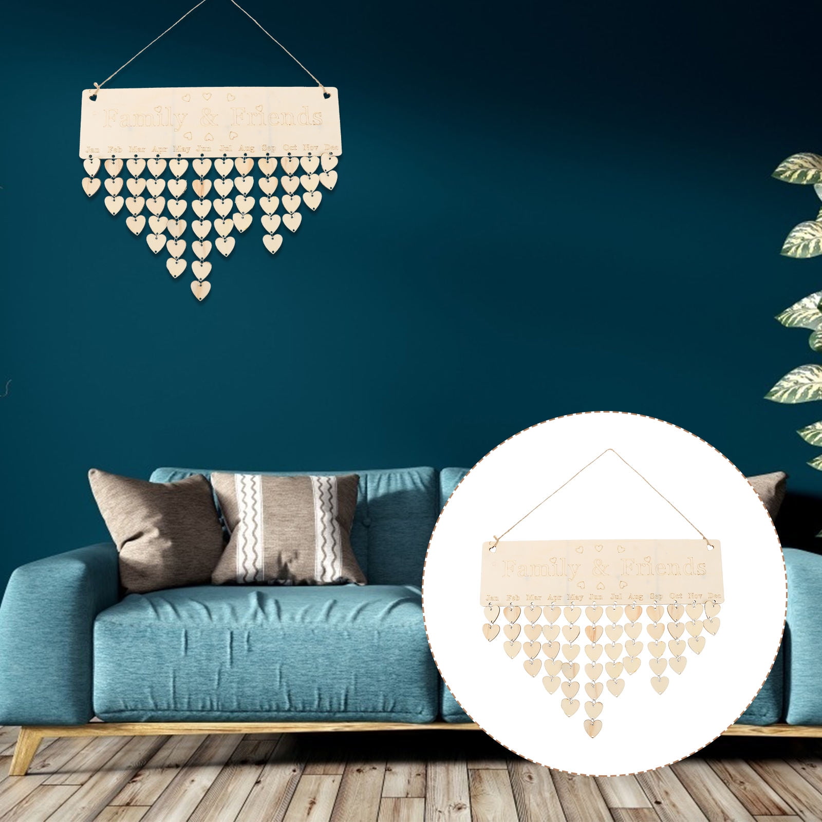 Masteelf DIY Wood Family Calendar Hanging Decor with Rope Design for ...