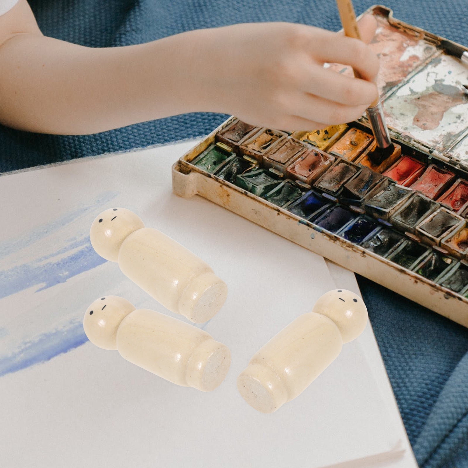 Masteelf DIY Wooden Peg Dolls for Kids Use Khaki Unpainted Creative ...
