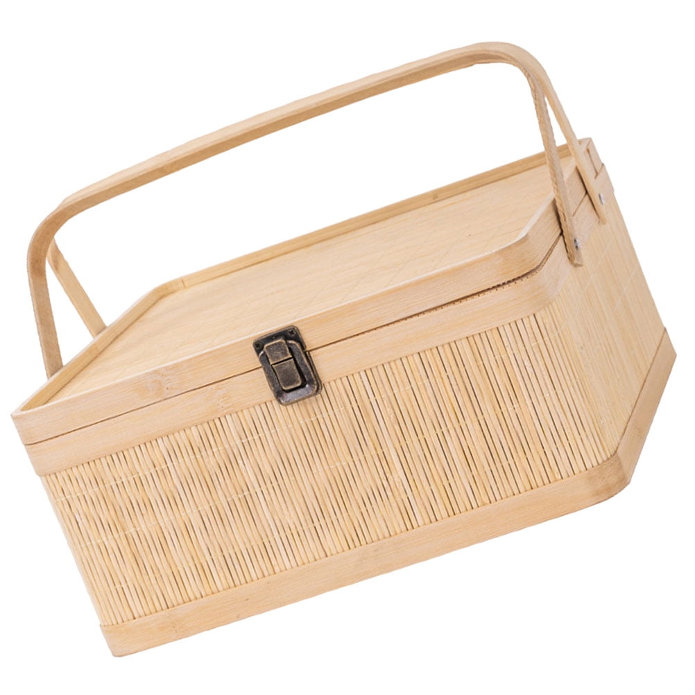 Masteelf Decorative Bamboo Basket Bamboo Storage Basket Rustic Style ...