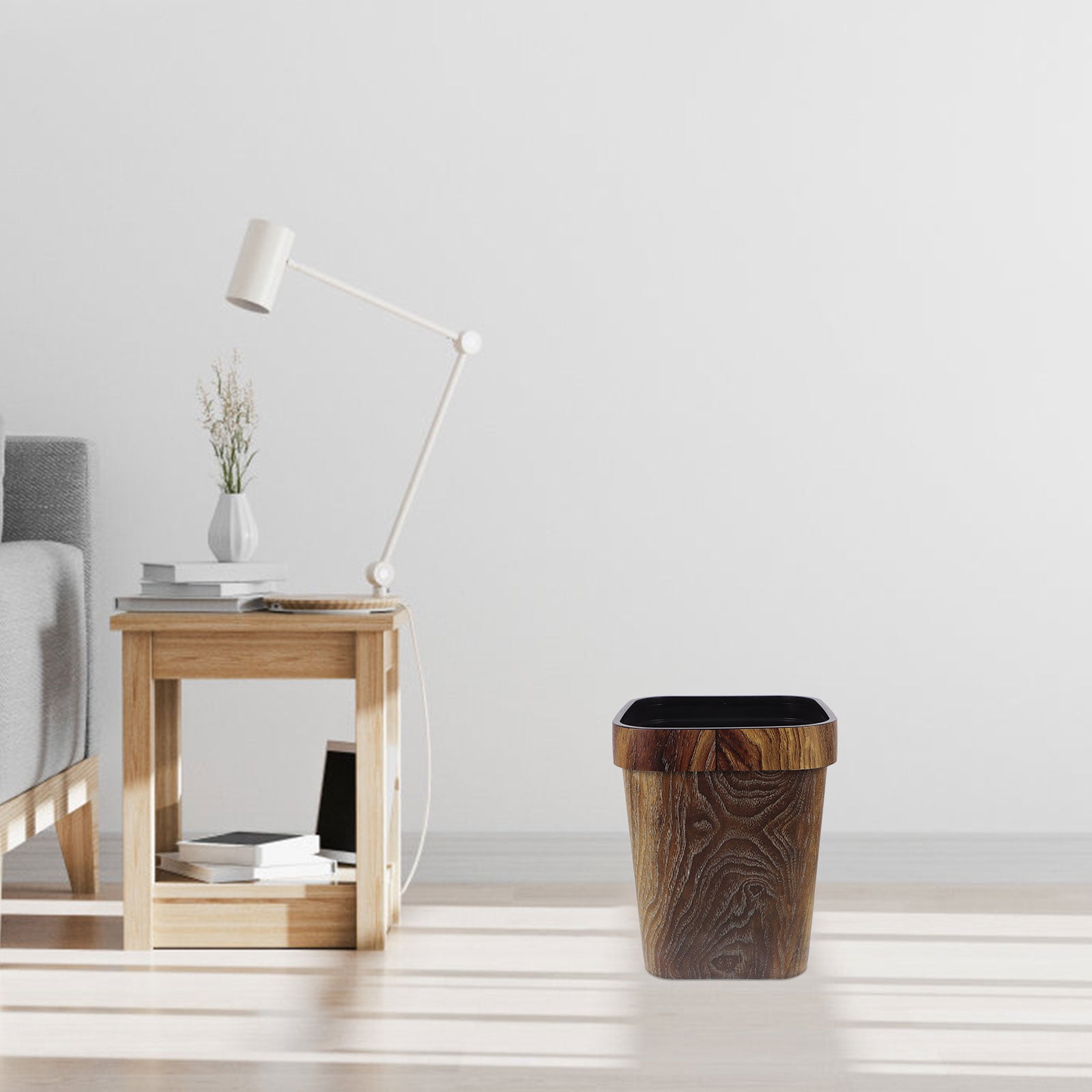 Masteelf 12L Decorative Trash Bin with Vintage Rustic Wooden Pattern ...