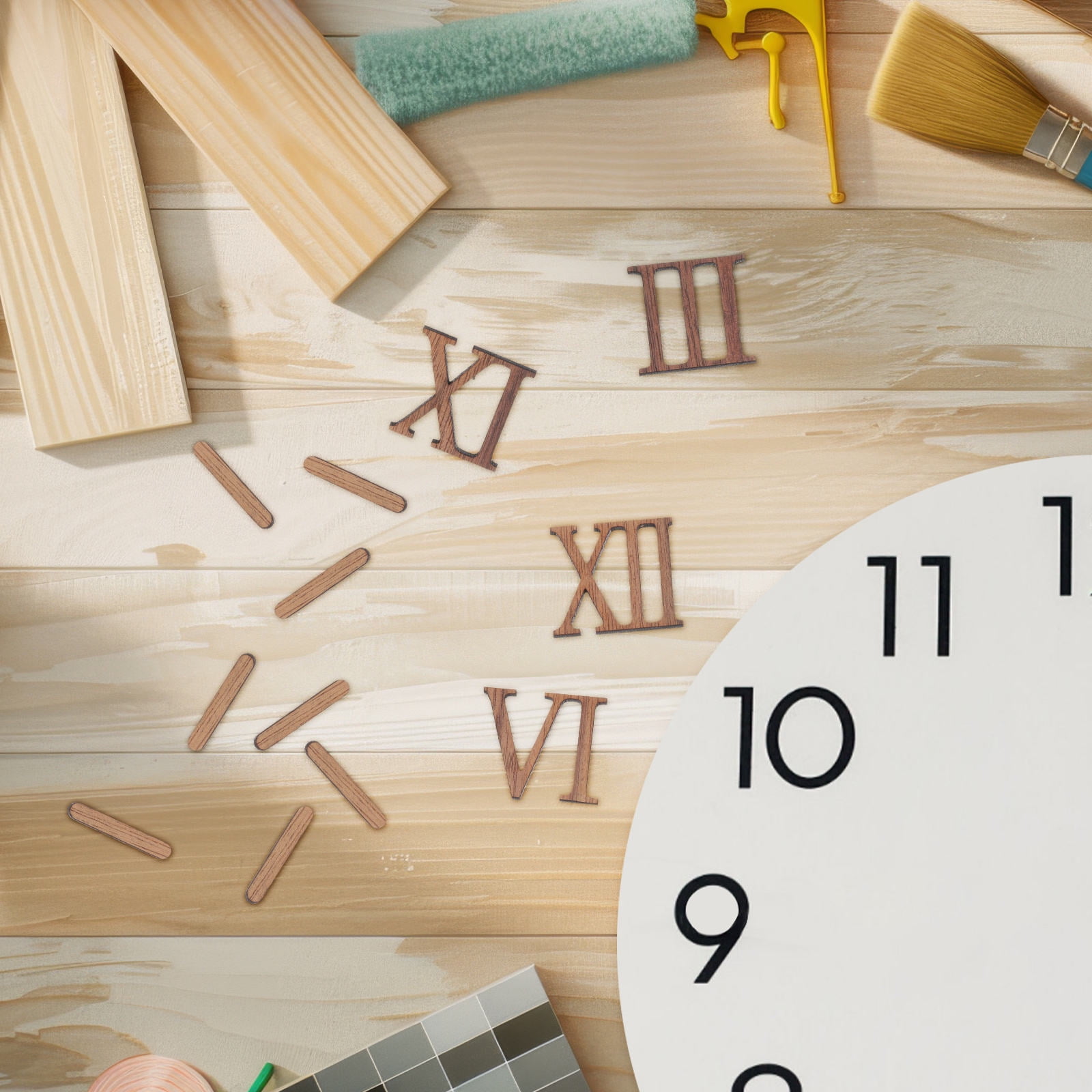 Masteelf Decorative Wall Clock Boho Clocks for Walls Office Light Brown ...