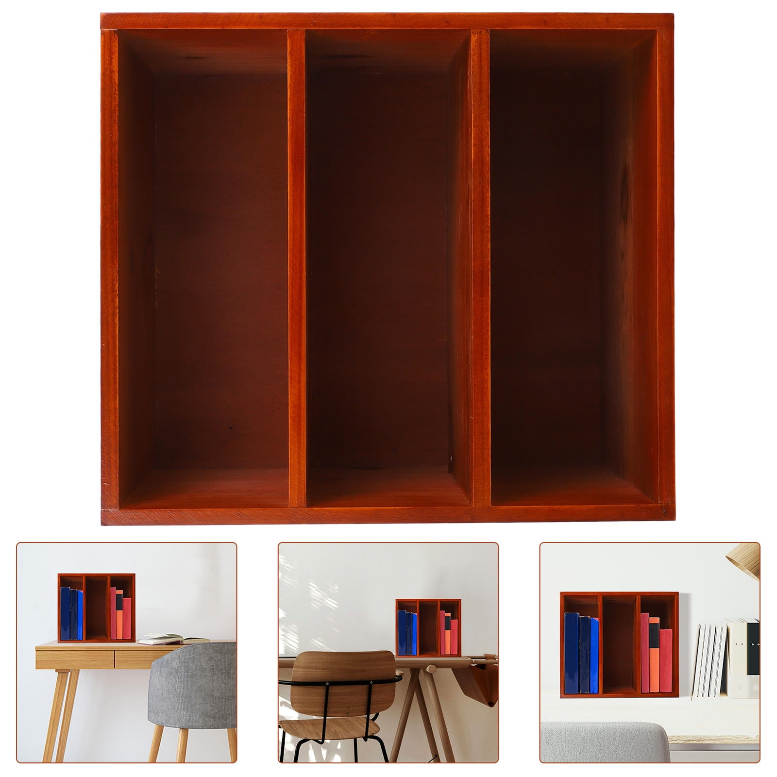 KALLORY Tabletop Book Rack Wooden Storage Brown 1Pcs - Walmart.com