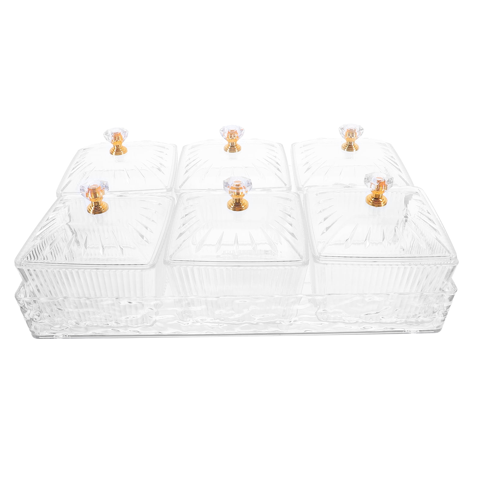 Masteelf Divided Serving Tray With Lid 6 Compartment Snack Platters ...