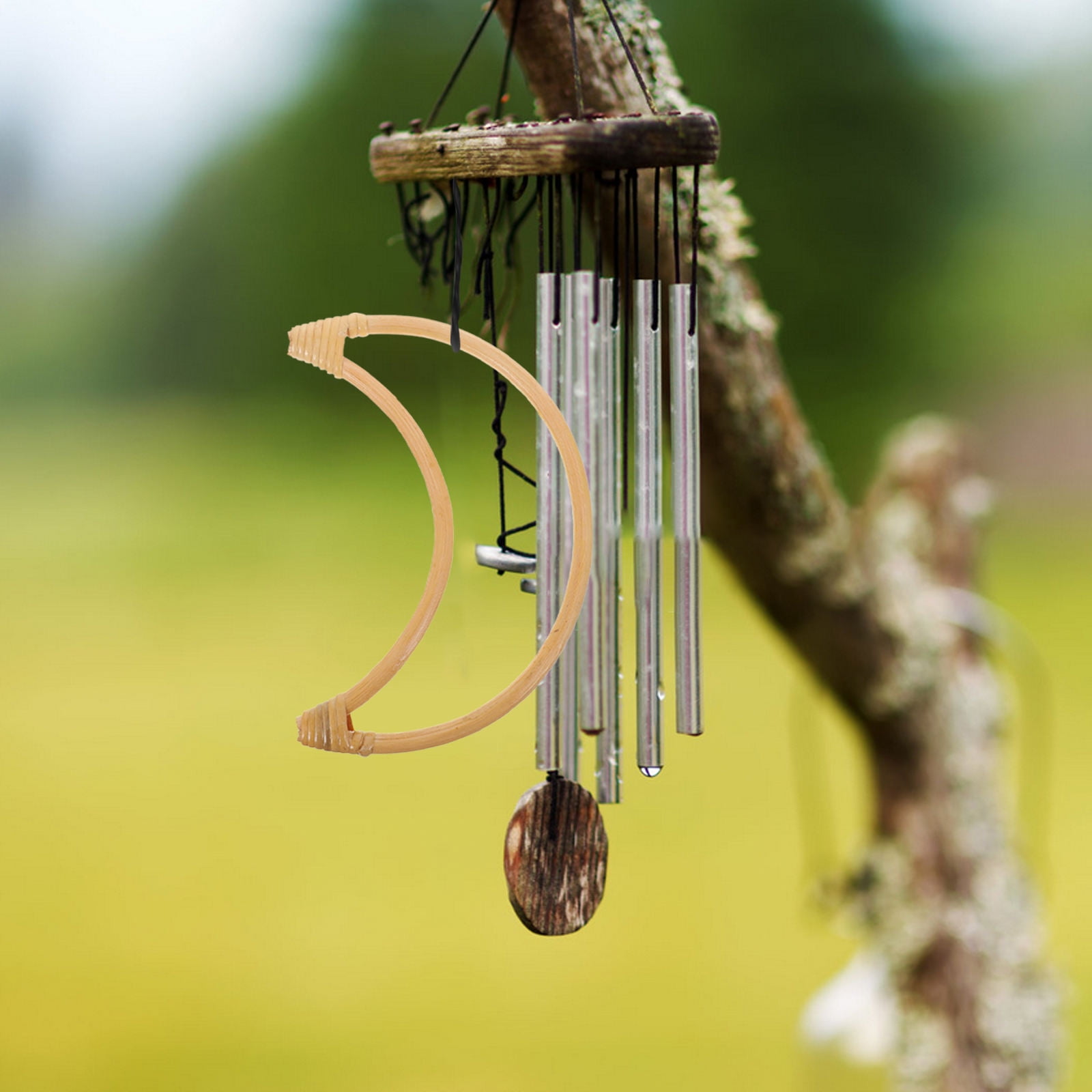 Masteelf Diy Wind Chimes Circle Moon Shaped Wooden Wind Chime Topper ...