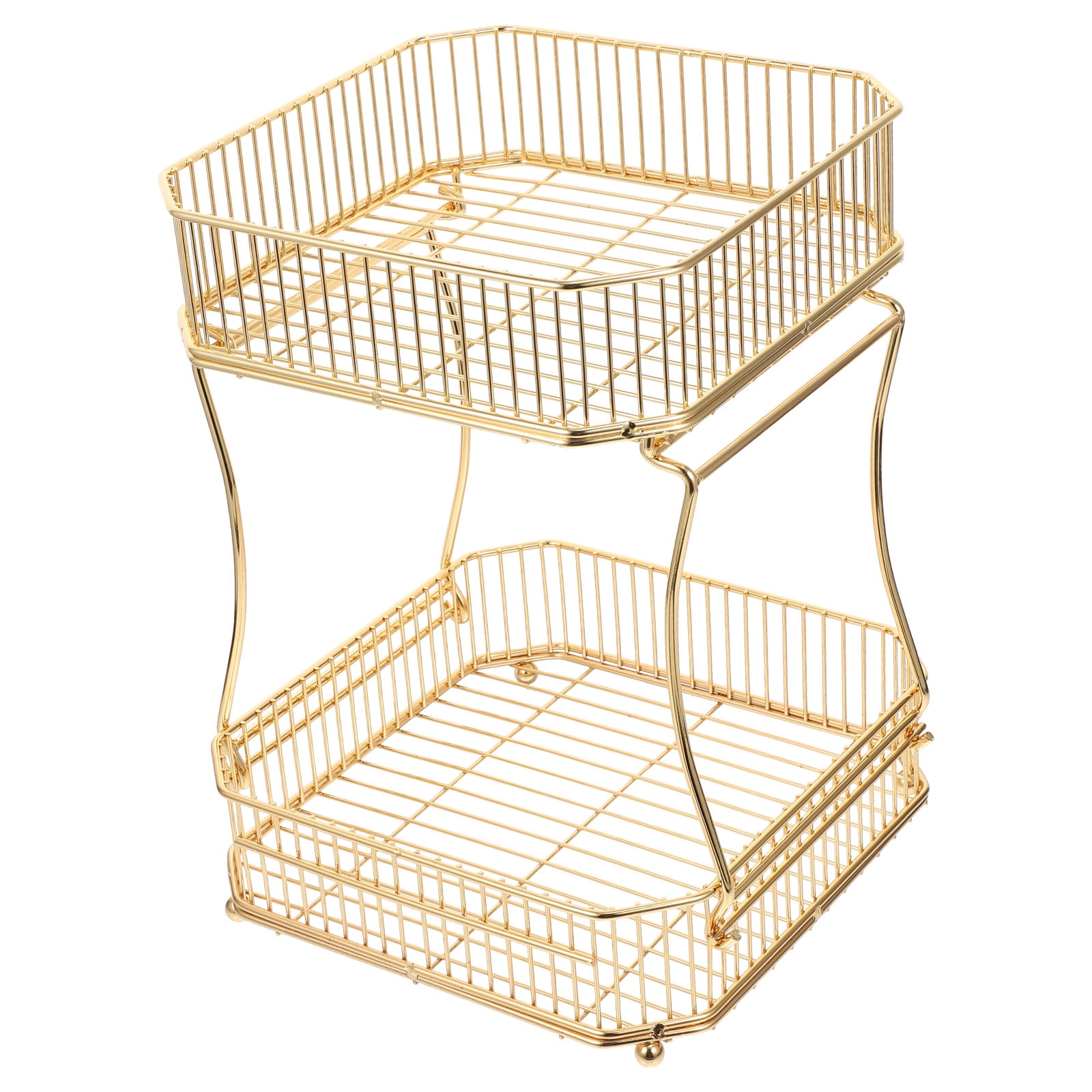 Masteelf Double Storage Rack Fruit Basket Shelves Decorative - Walmart.com