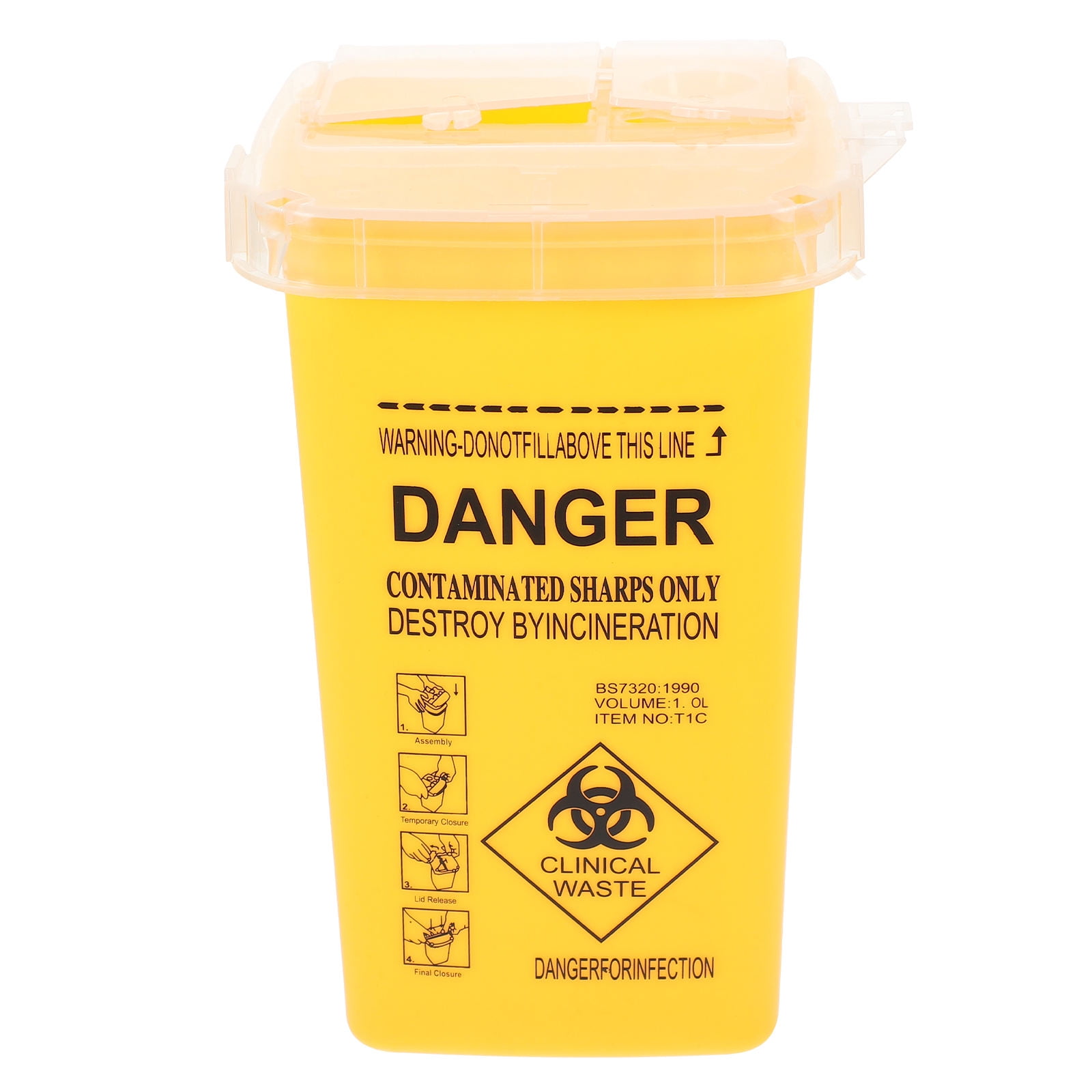 Masteelf Durable Yellow Sharps Container for Storage Use 0.26 Gallon PP ...