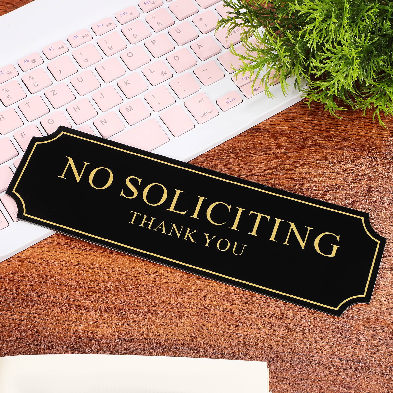 Masteelf Elegant Golden No Soliciting Sign for Door Acrylic ...
