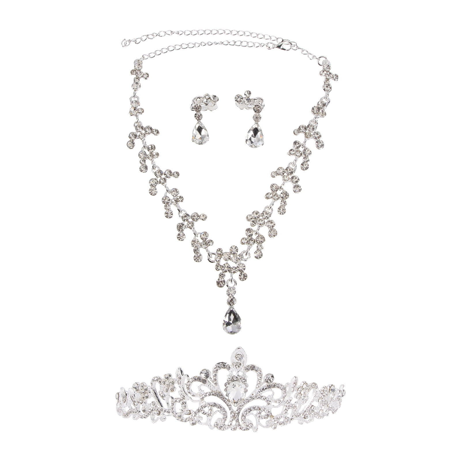 Masteelf Elegant Wedding Crown with Rhinestone and Alloy Material Silver Color for Bridal Tiara ...