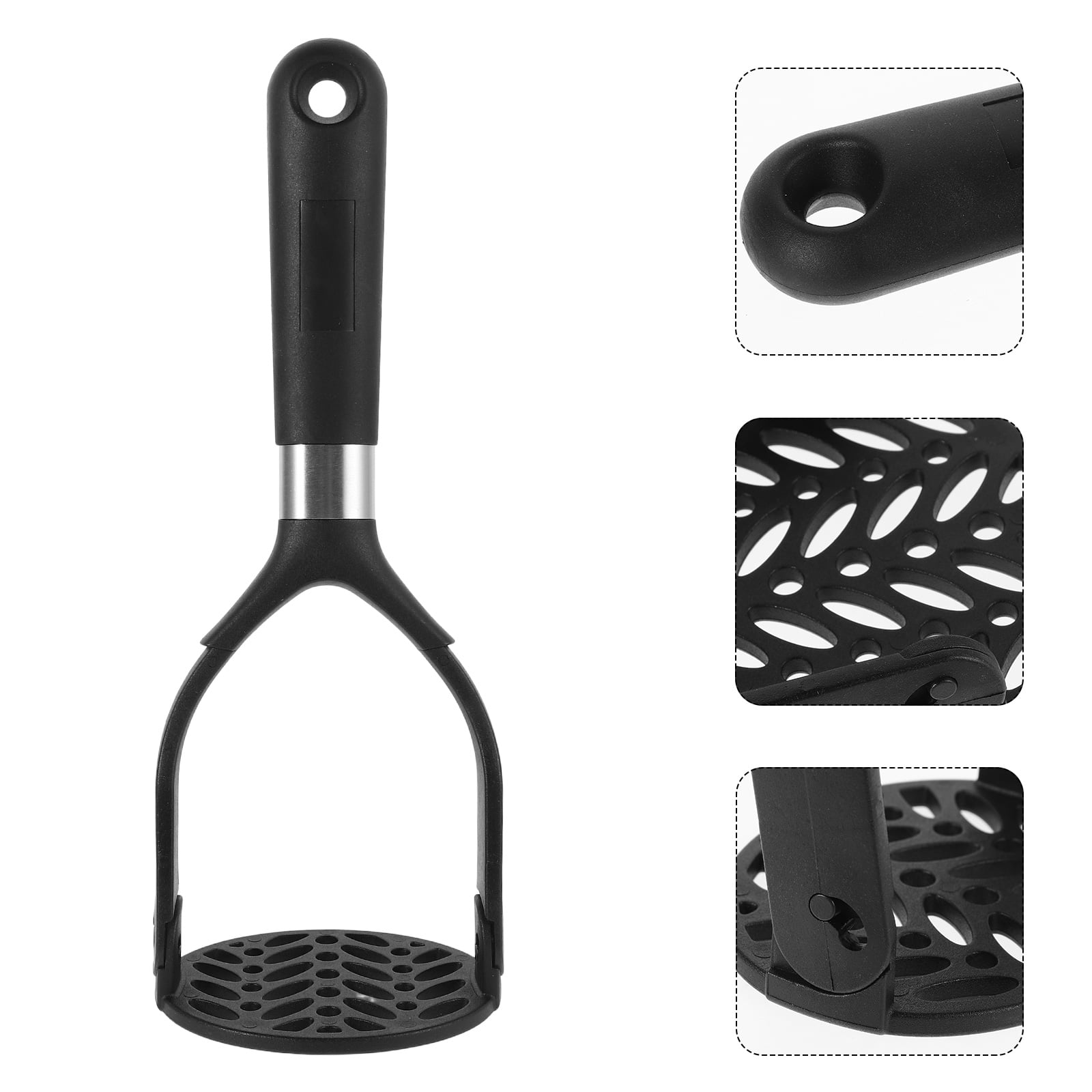 OFFIGAM Foldable Black Nylon Potato Masher for Kitchen Nonstick ...