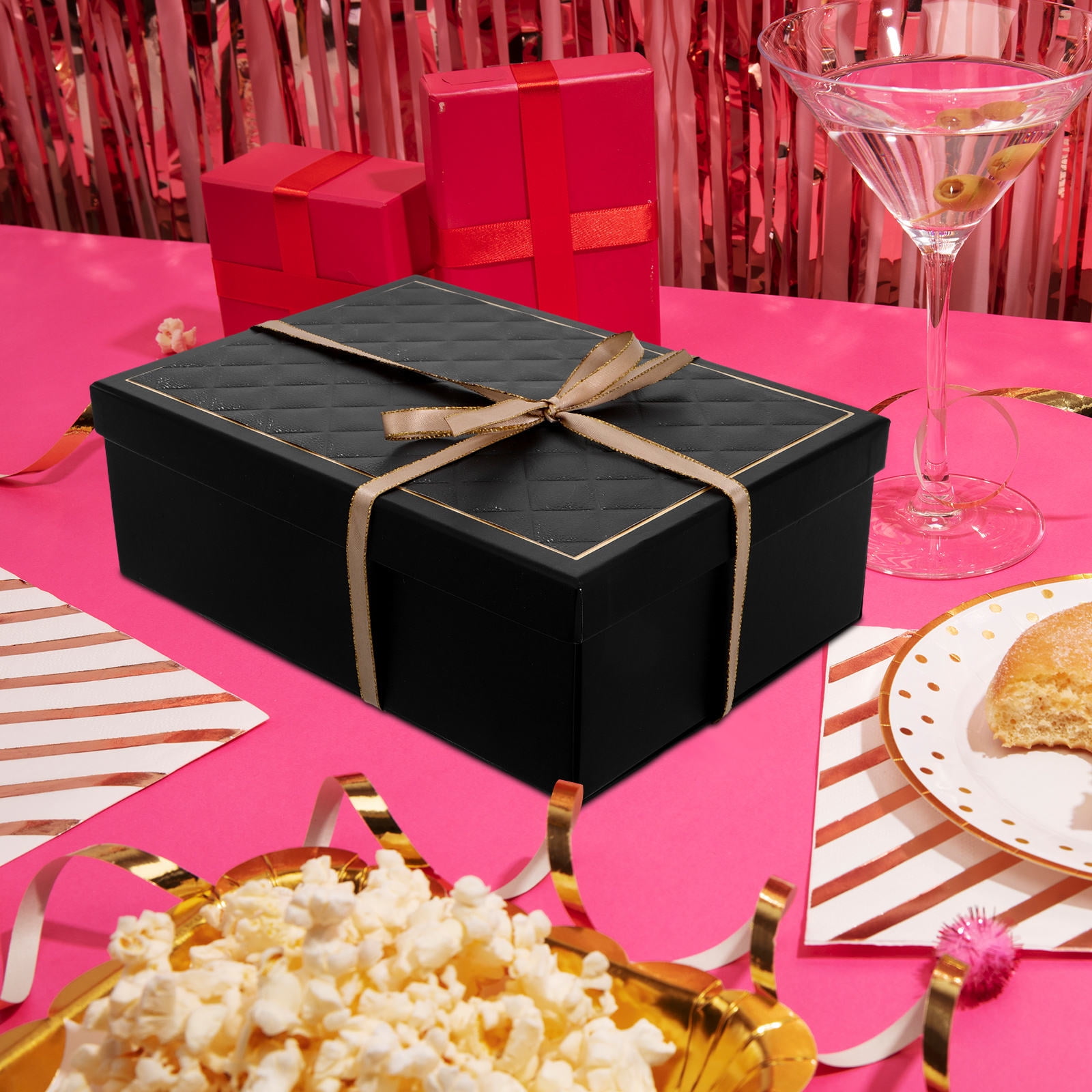 Masteelf Foldable Rectangle Boxes with Lid and Ribbon for Wedding Dress ...