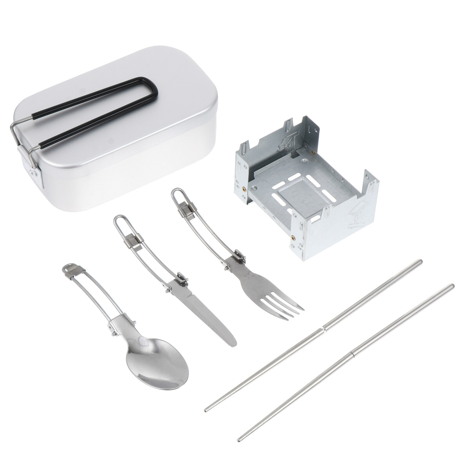 Masteelf Folding Aluminum Lunch Box Tableware Pans Sets Camping ...