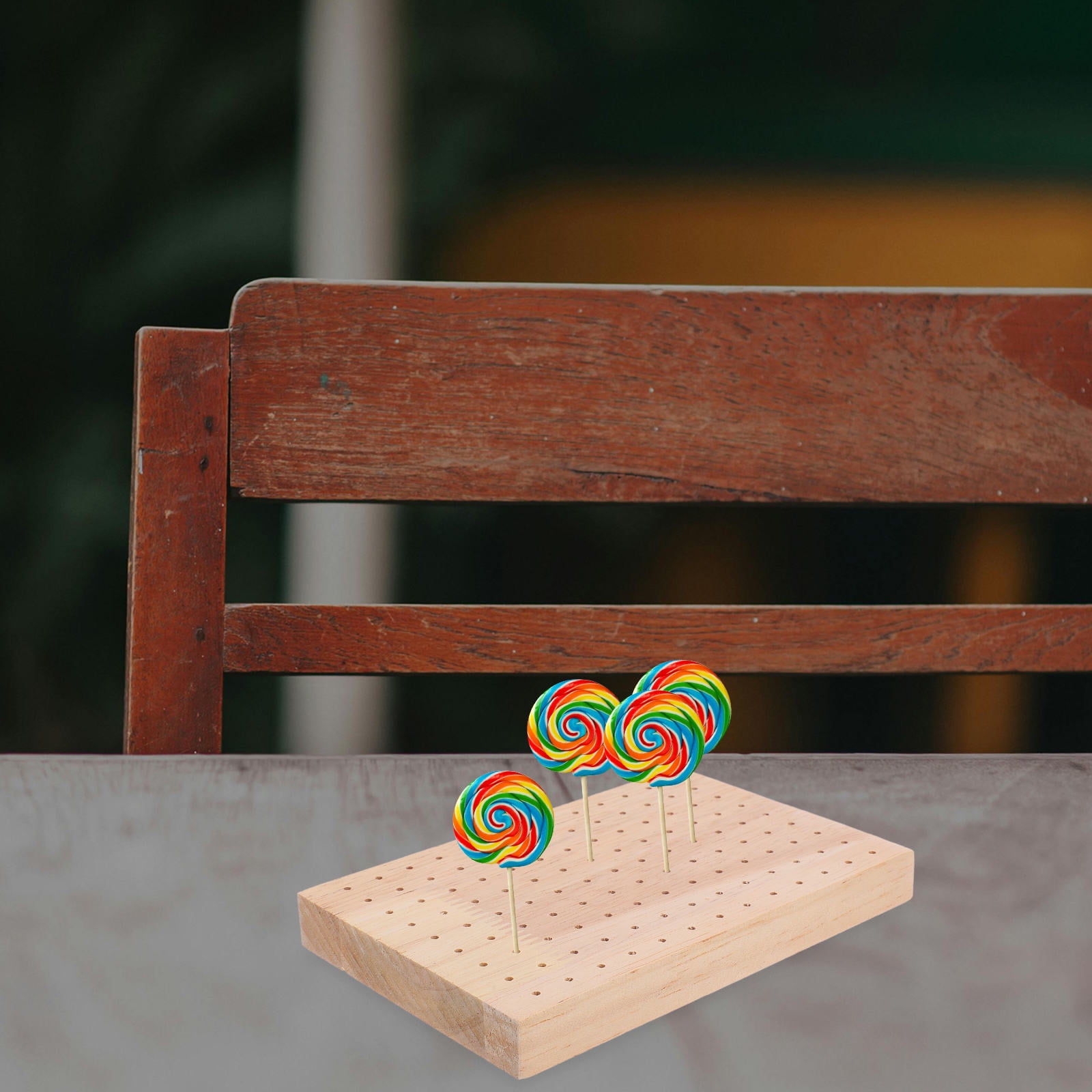 Masteelf Food Skewers Holder Wooden Fruit Skewers Cocktail Pick Stand ...