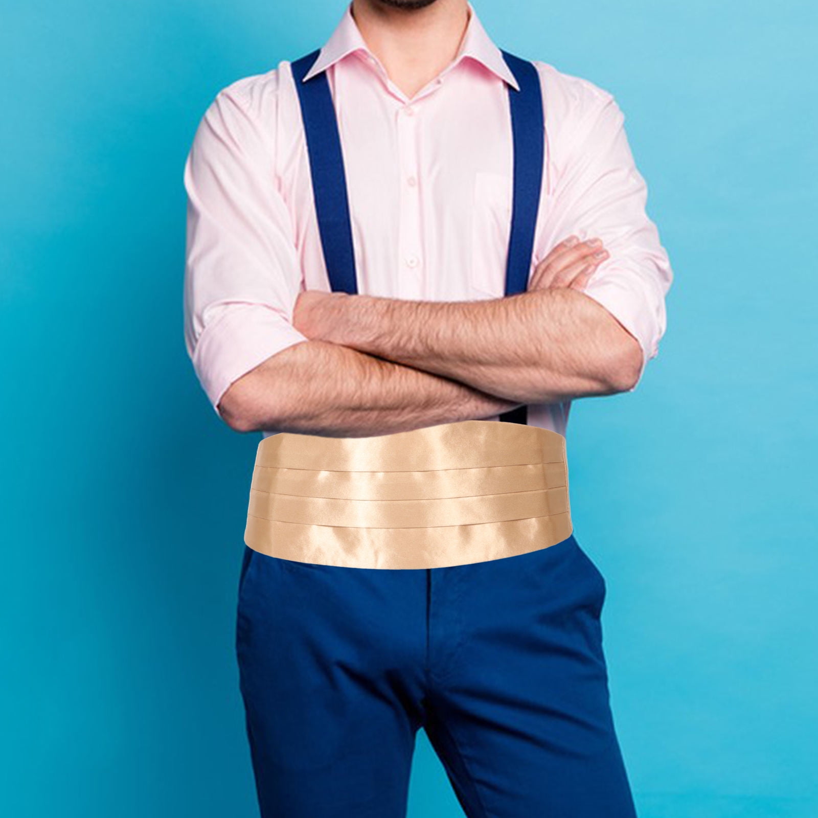 Toddmomy Tuxedo Cummerbund Beige Satin 1Set For Mens Black-tie Events ...