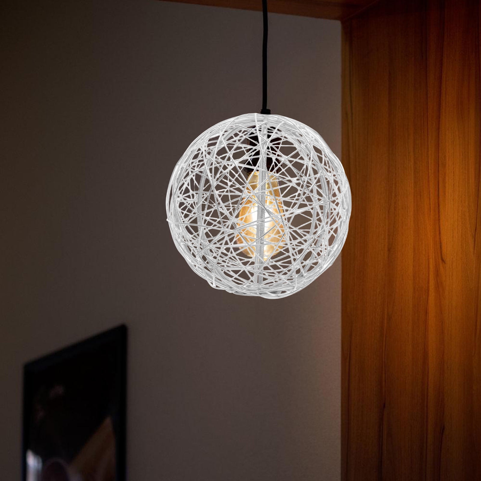 Masteelf G4 Round Iron Lampshade Aluminum Wire Cage Light Shade Metal ...