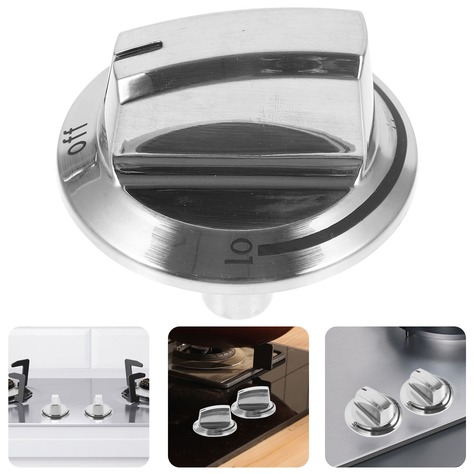 WRITWAA Round Gas Stove Knob Silver 1Pack 2.4In Kitchen Use Accessory ...