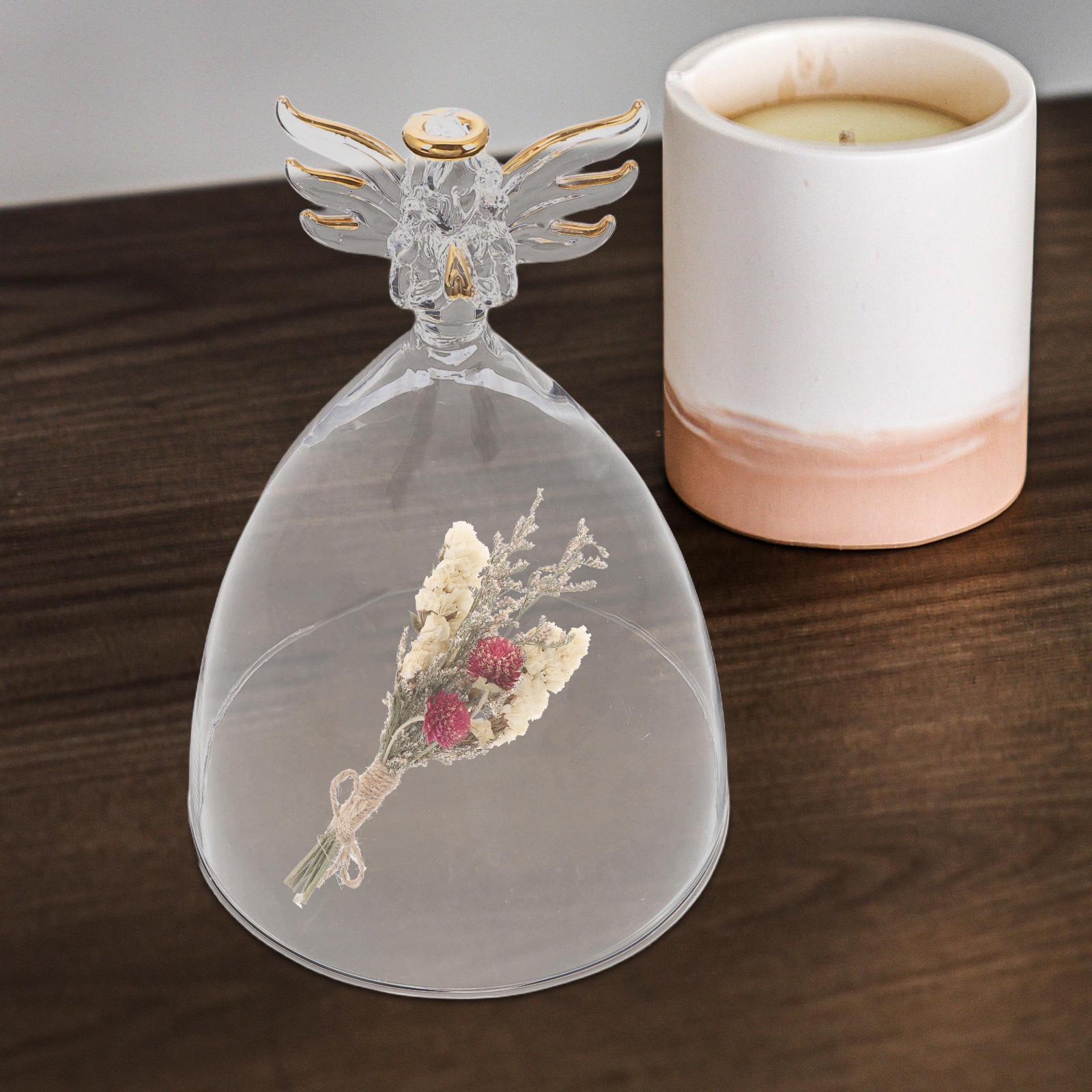 Masteelf Glass Angel Cloche Dome Cover Clear Glass Bell Jar Cover ...