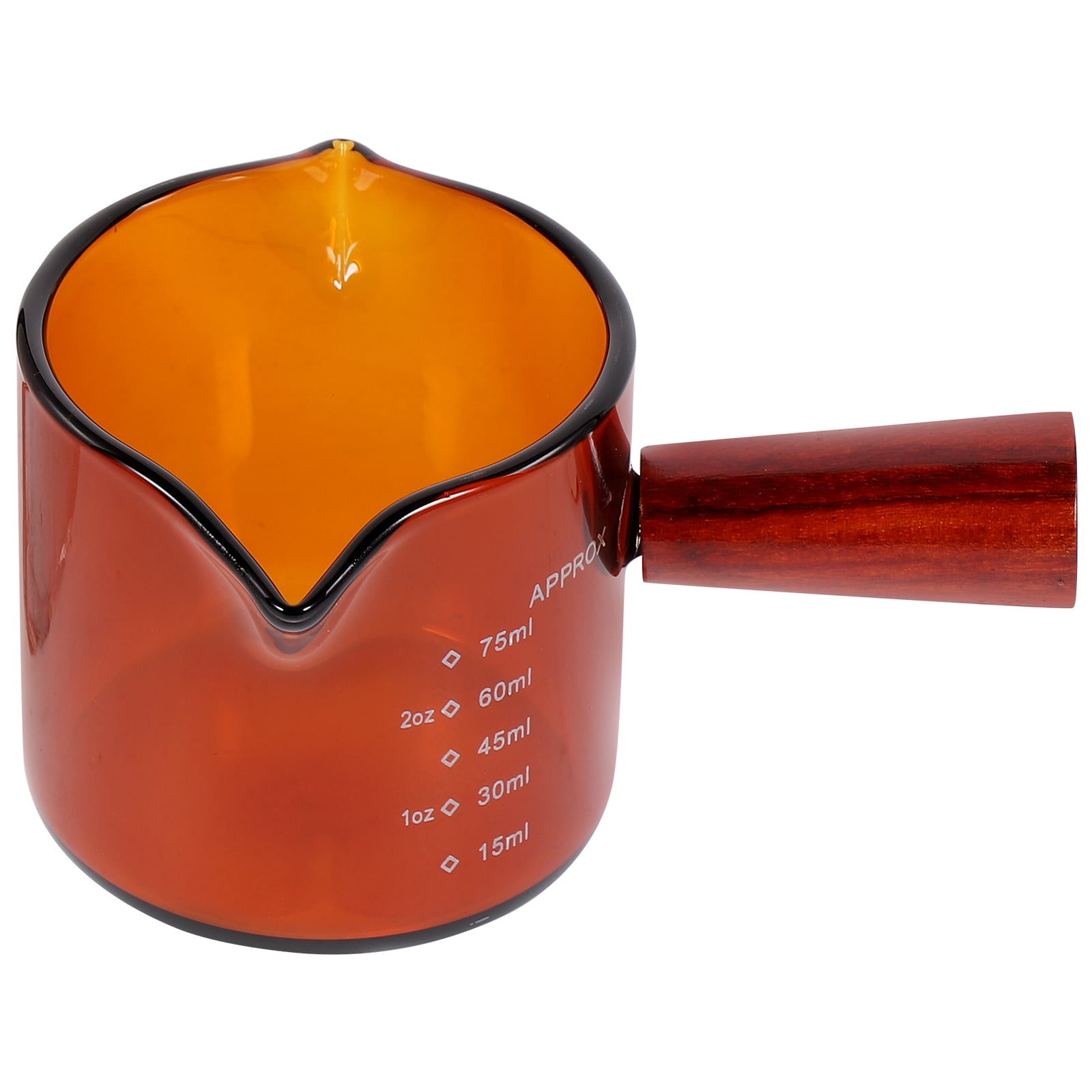 Masteelf Glass Coffee Measuring Cup With Wooden Handle Portable Milk ...