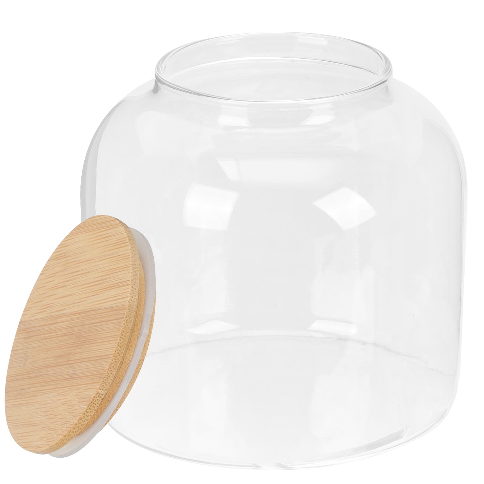 Masteelf Glass Tea Container Glass Canister and Bamboo Lid Clear ...