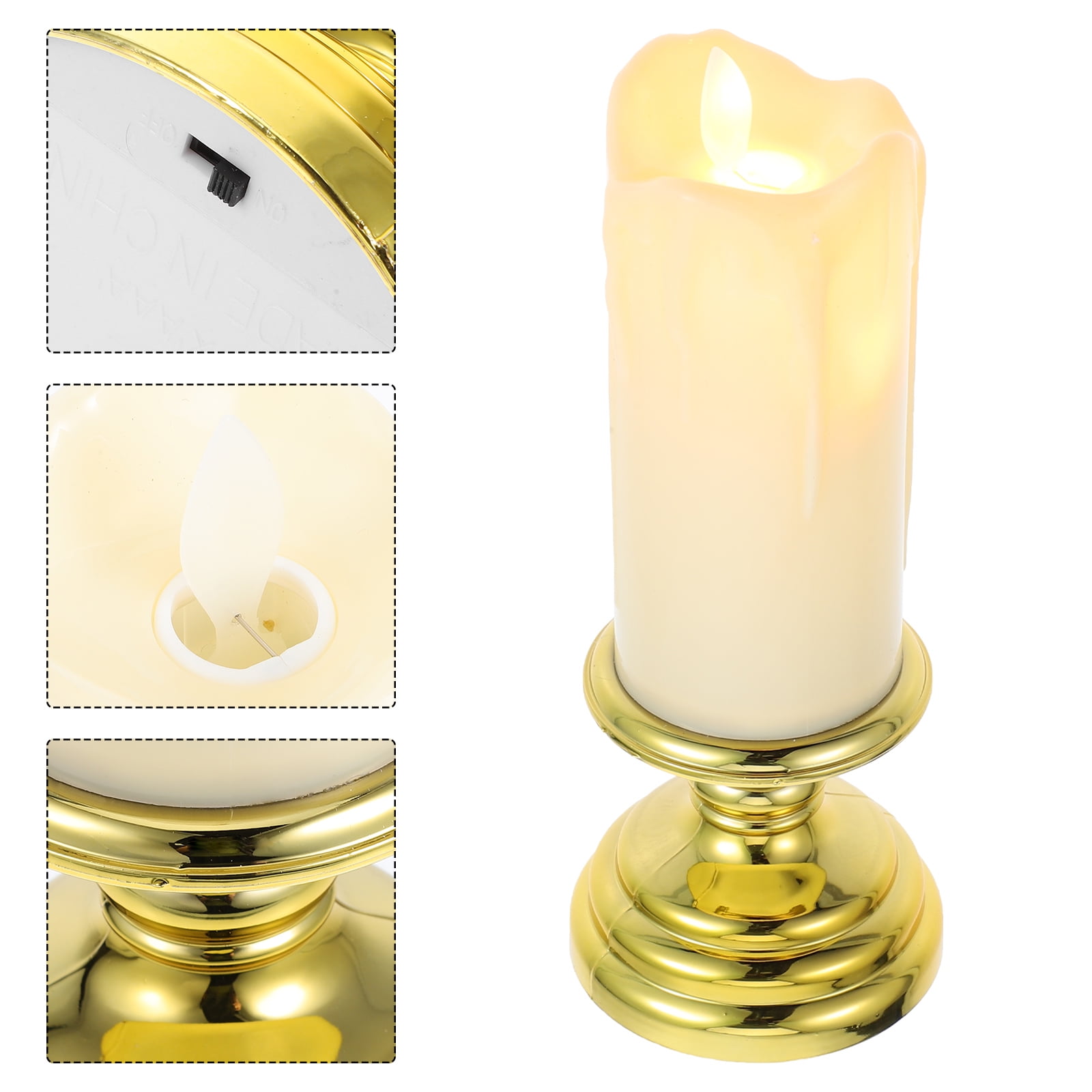 Masteelf Gold Base Led Flameless Candles Realistic Flickering Flame ...
