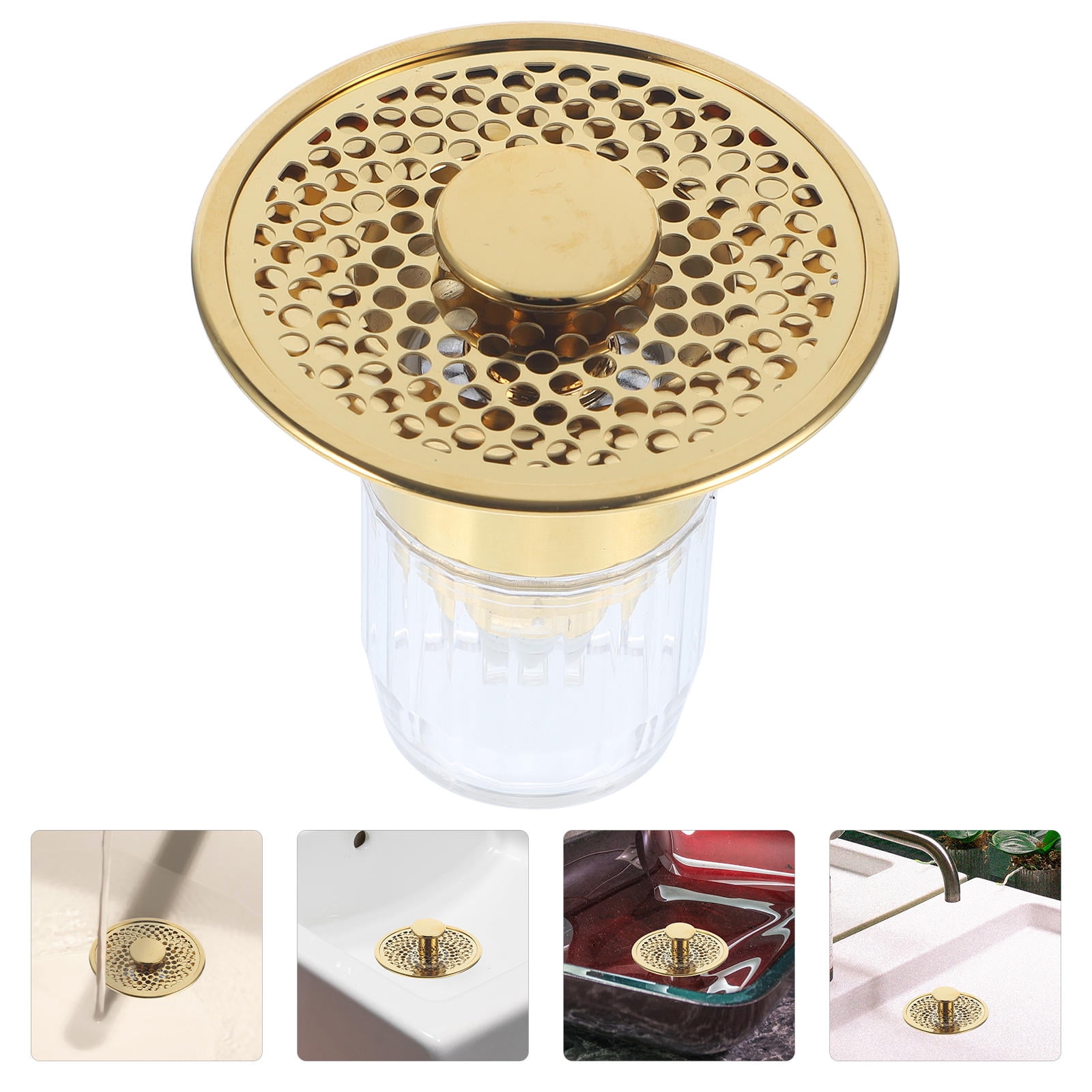 Masteelf Golden Bathtub Drain Plug with Magnetic Suction Selfclosing ...