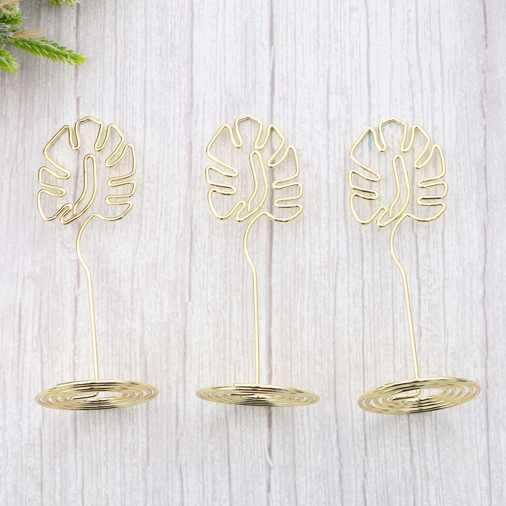 Masteelf Golden Monstera Wire Memo Holder for Photos Iron Wire ...