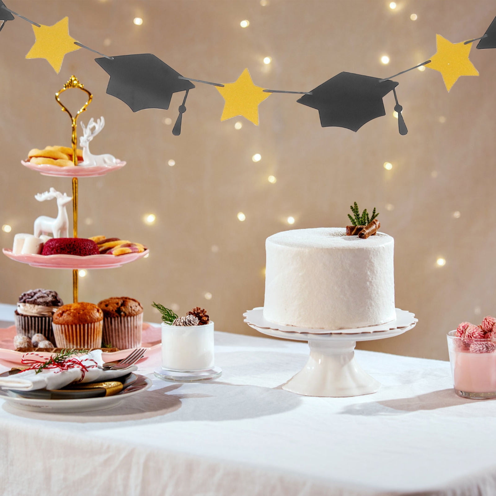Masteelf Graduation Cap Star Banner Graduation Cap Garland Banner Gold ...