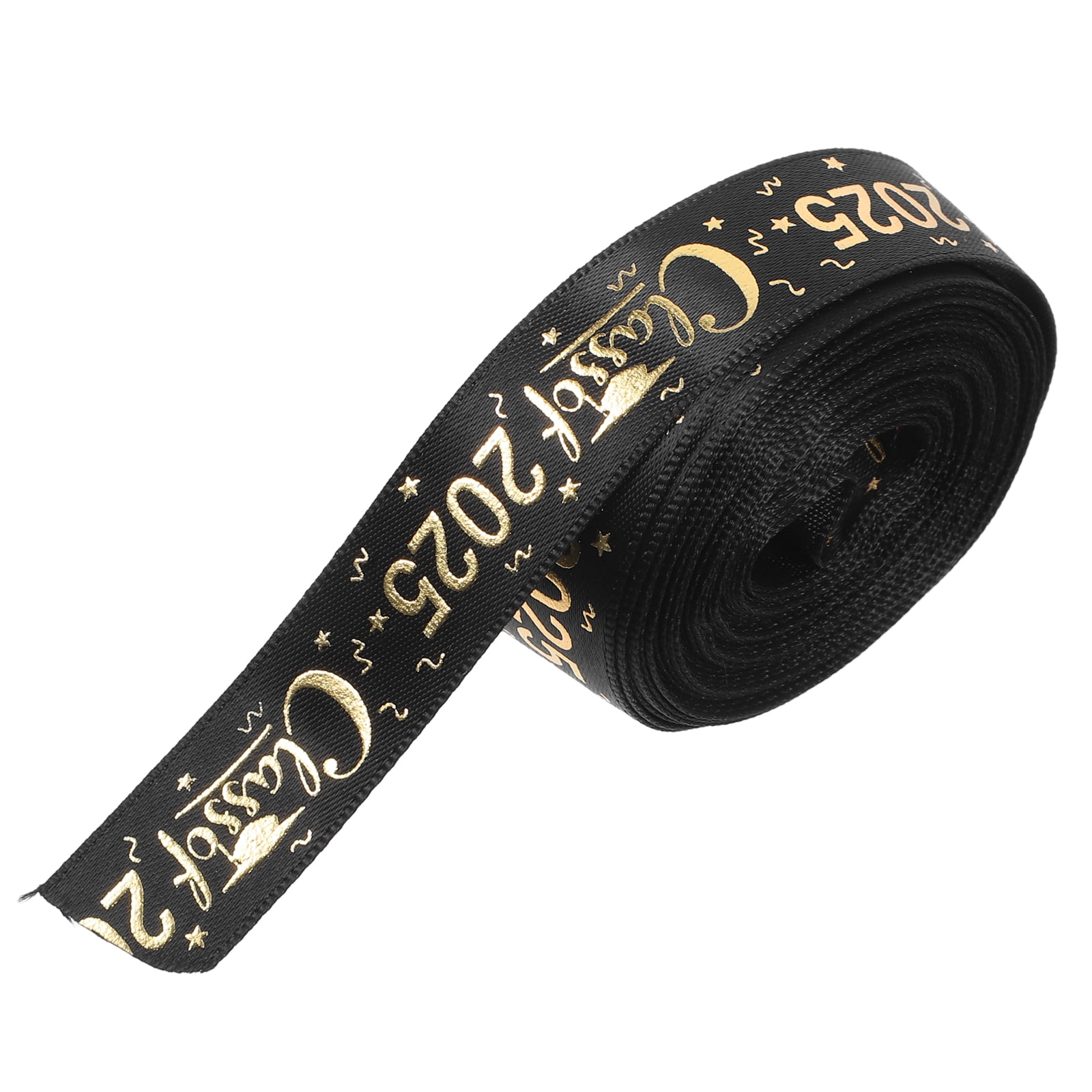 Masteelf Black Rigid Ribbon for Graduation Decor with Gold Hot Stamping ...
