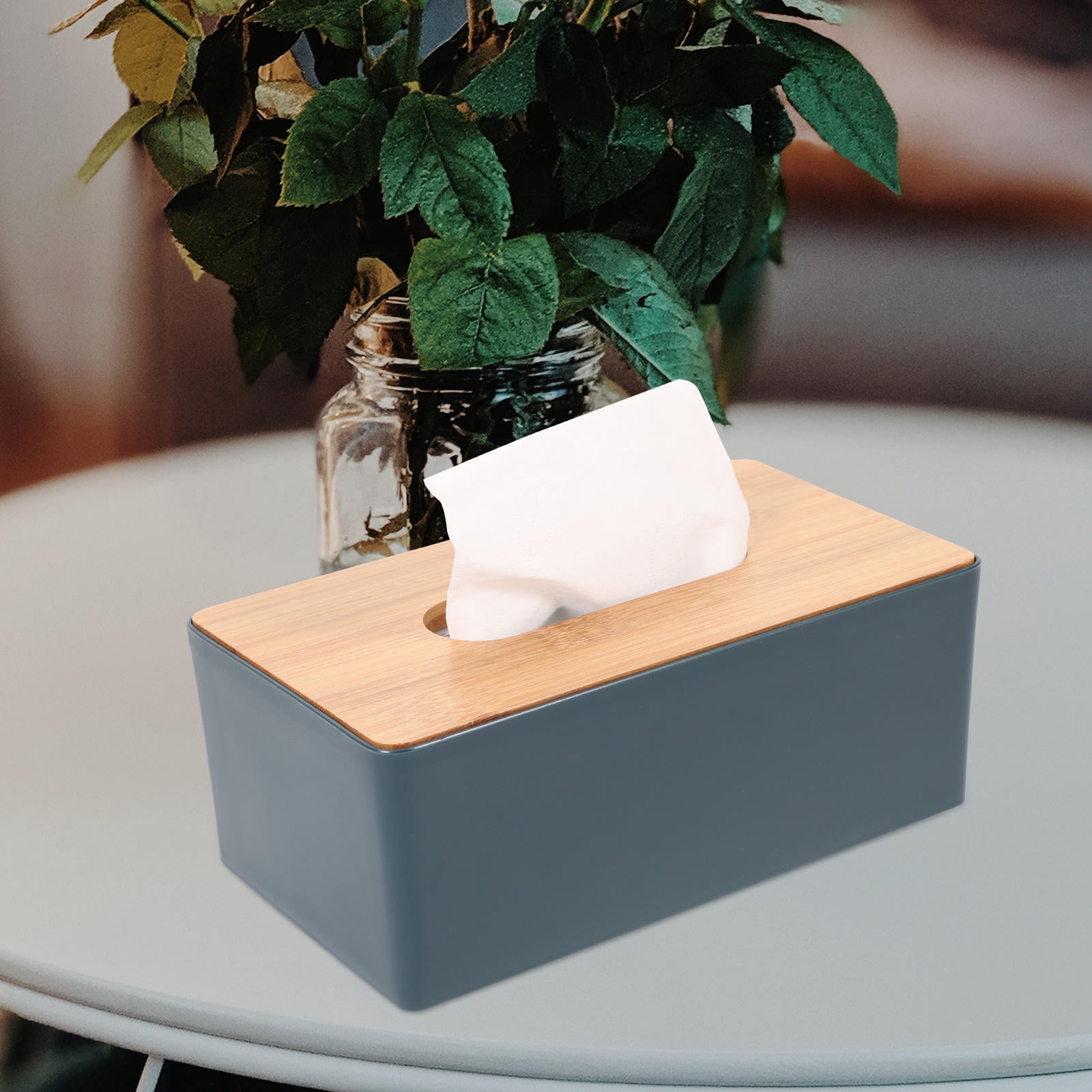 Masteelf Green PP and Wood Tissue Box Cover for Easy Storage in Homes ...