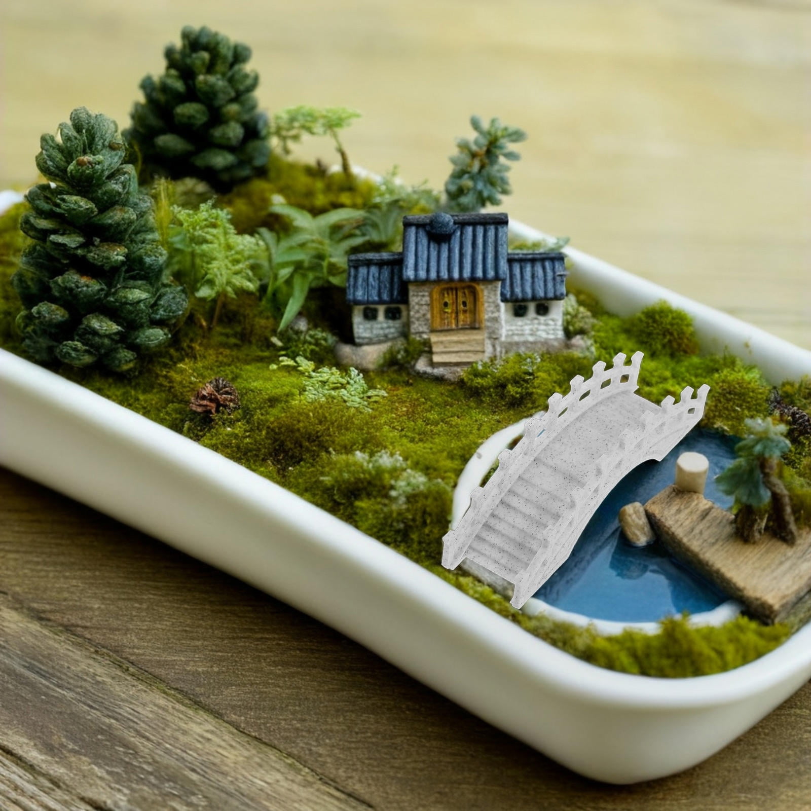 Masteelf Grey Plastic Miniature Garden Bridge for Decoration with ...
