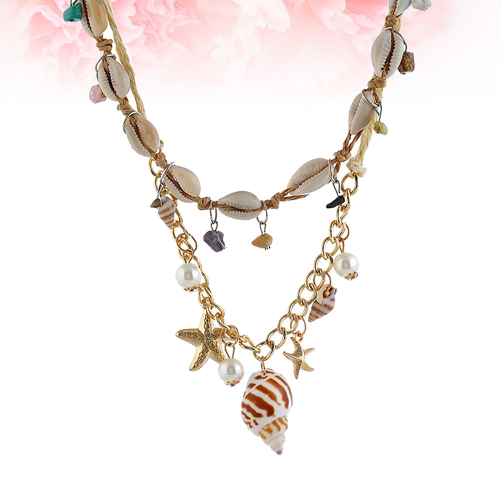 Masteelf Hawaiian Shell Necklace Double-layer Pendent Exquisite Conch ...