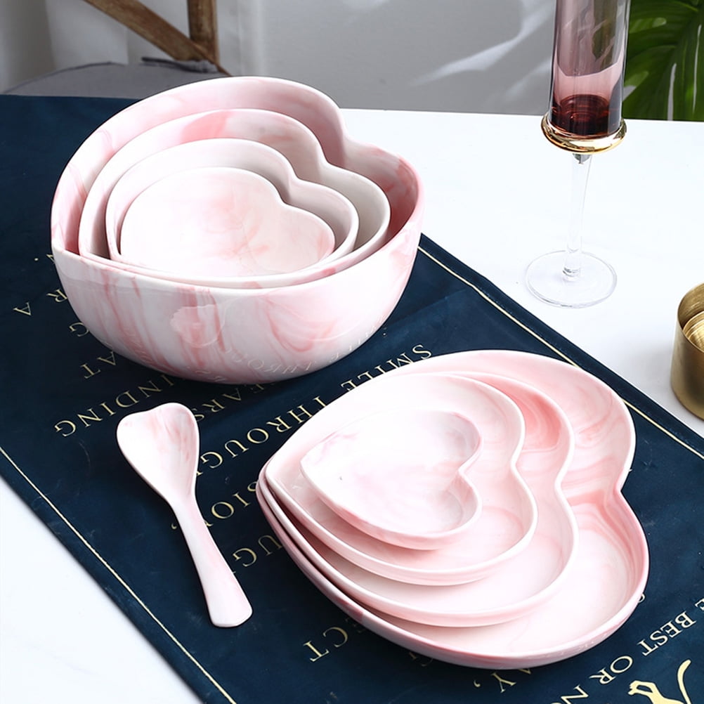 Masteelf Hearts Dishes Pink Heart-Shaped Ceramic Plate Fruits Miss ...