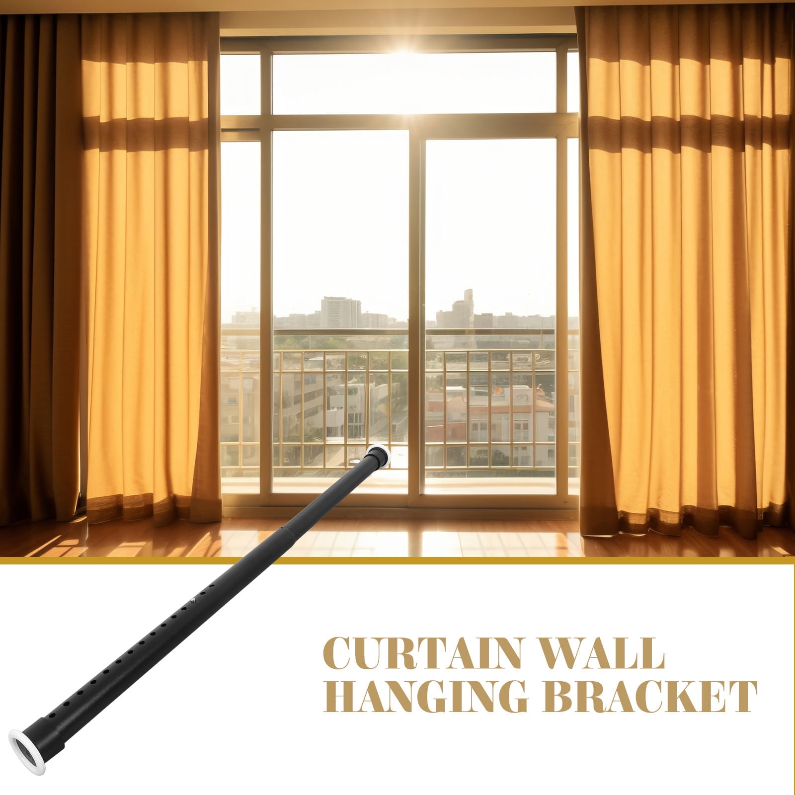 Masteelf Heavy Duty Adjustable Tension Rod Spring Loaded Curtain Rod ...