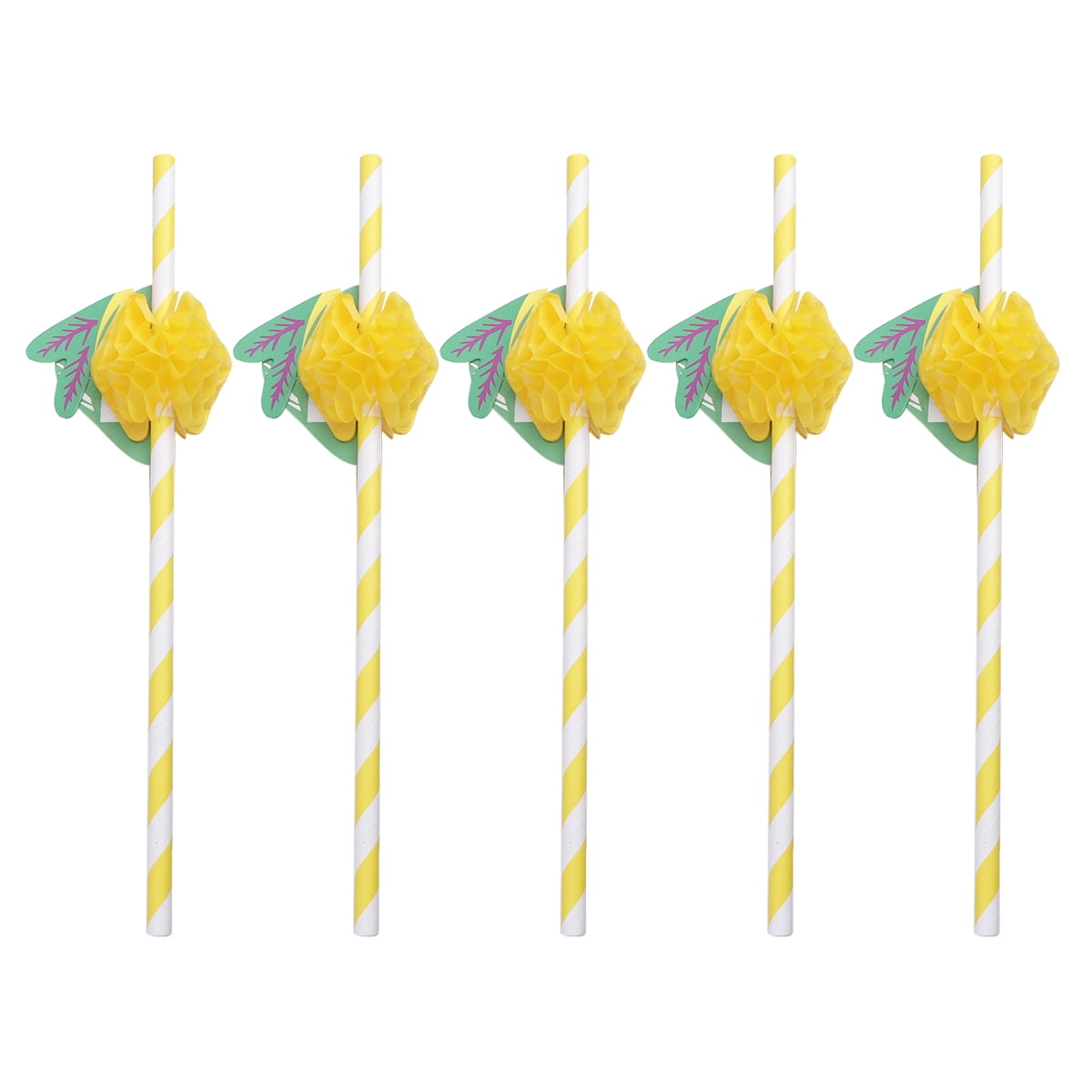 Masteelf Hemoton 25pcs Disposable Straws with Lemon Honeycomb Ball and ...