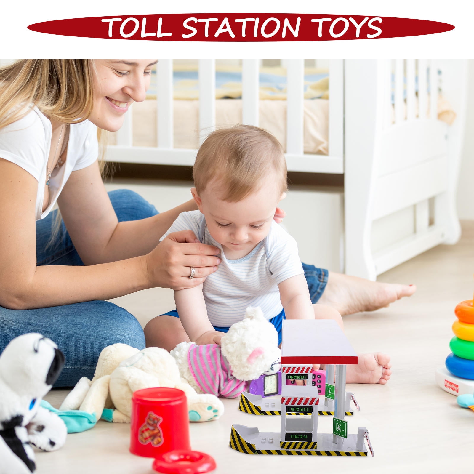 Masteelf Highway Playset For Boys' Fun Plastic Highway Toll Station ...