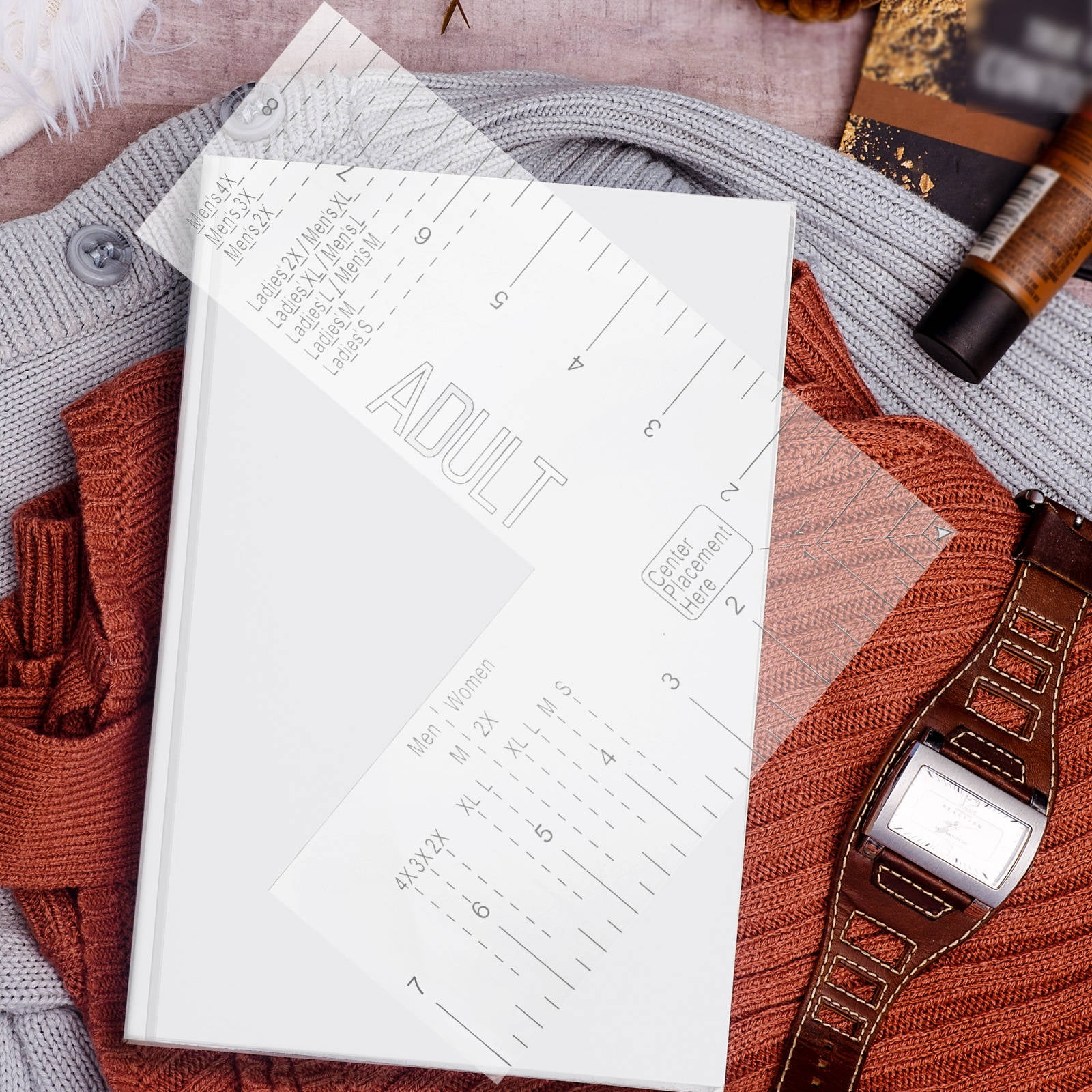 Masteelf Household T-shirt Ruler Alignment Rulers for Guide Measurement ...