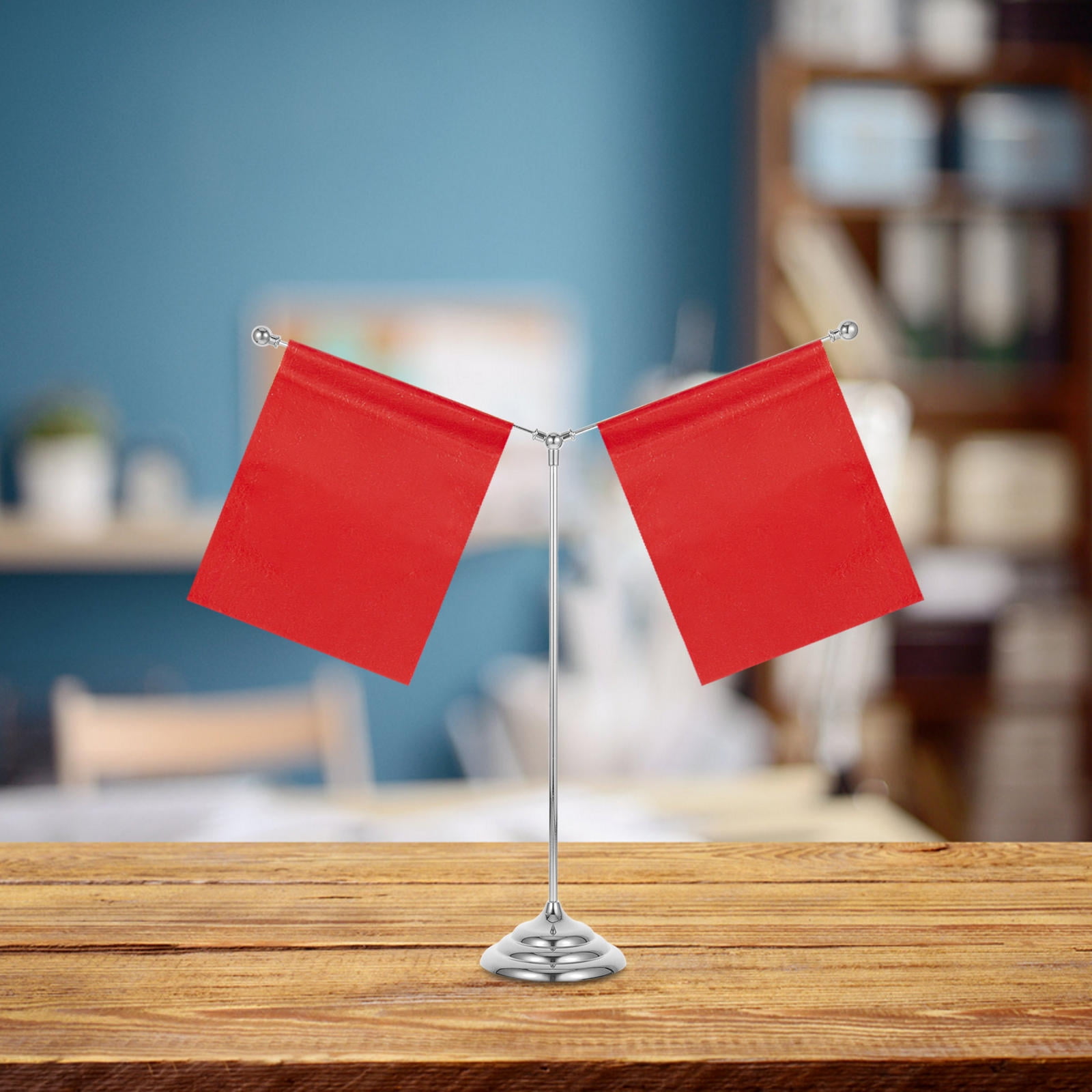 OFFIGAM Stable Silver Flagpole Base for Desk and Table Indoor Display ...