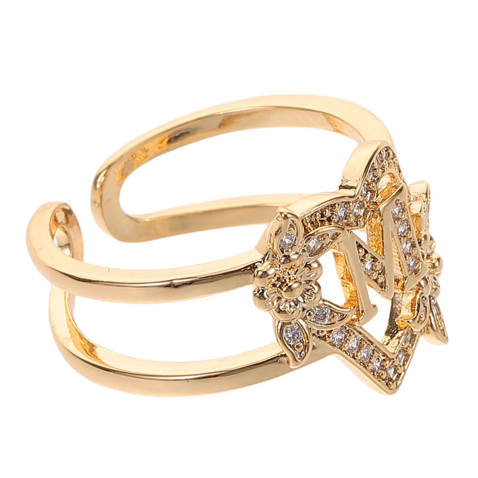 Masteelf Initial Rings Trendy Heart And Flower Stackable Dainty Letter ...
