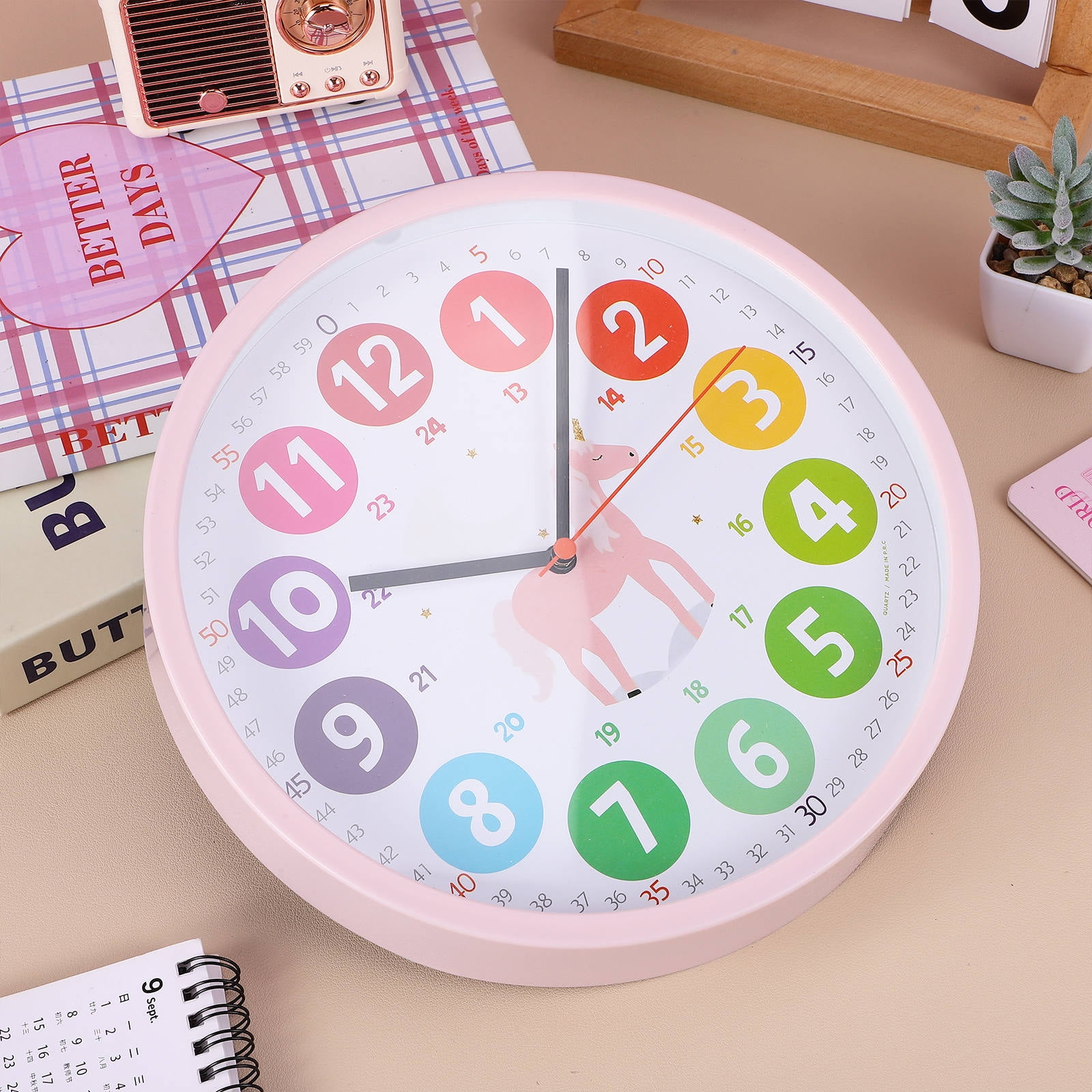 Masteelf Kids Wall Clock Cartoon Wall Clock Silent Movement Wall Clock ...