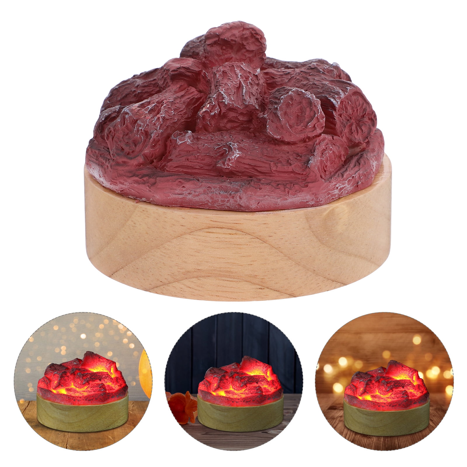 Masteelf LED Resin Faux Wood Charcoal Campfire Night Light Realistic ...
