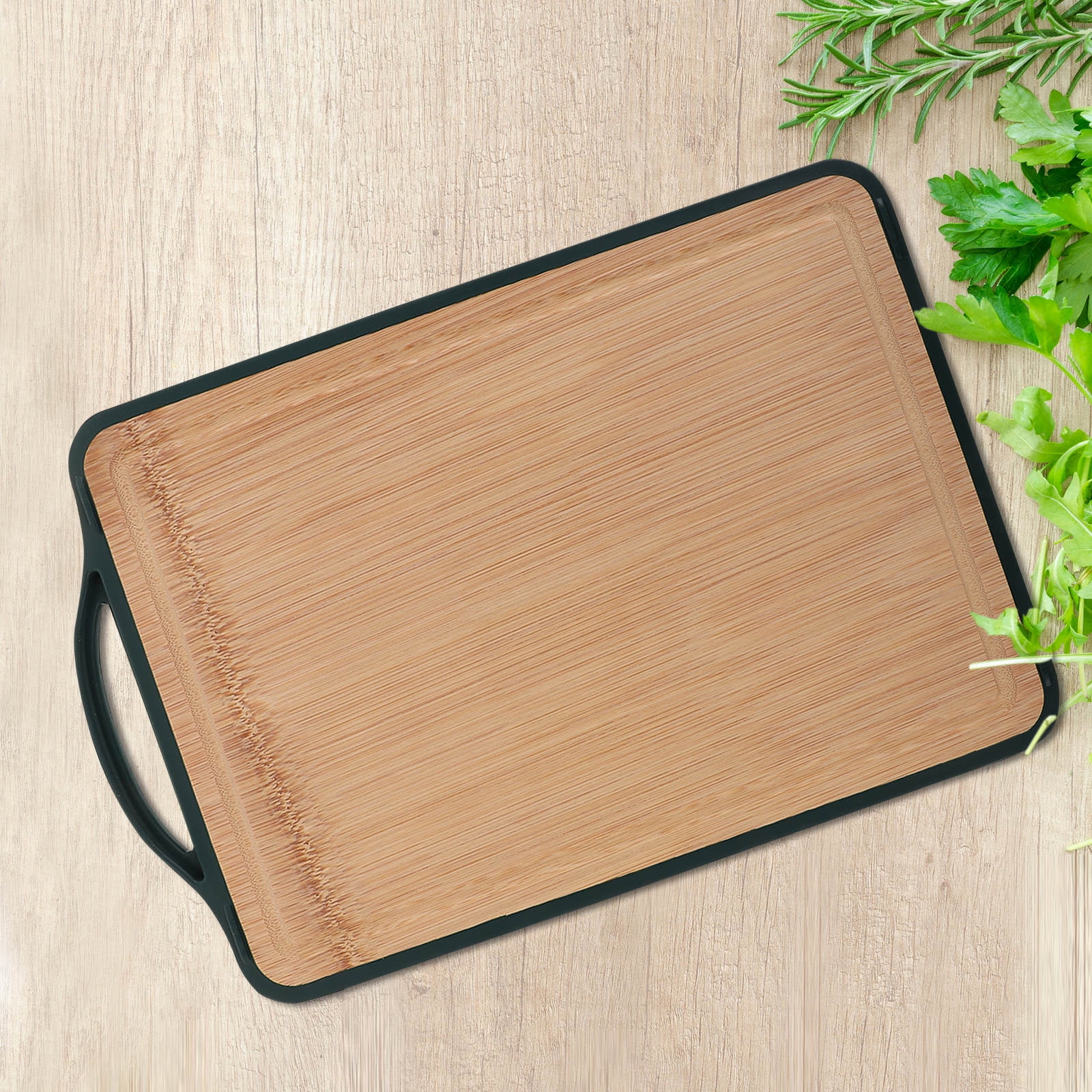 Masteelf Large Bamboo Cutting Board Kitchen Reversible Food Prep Board ...